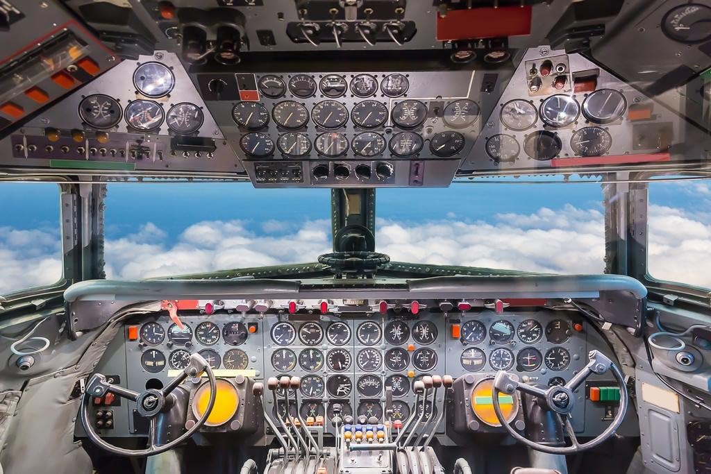 Laminated Commercial Airplane Cockpit Flight Deck View Photo Photograph ...