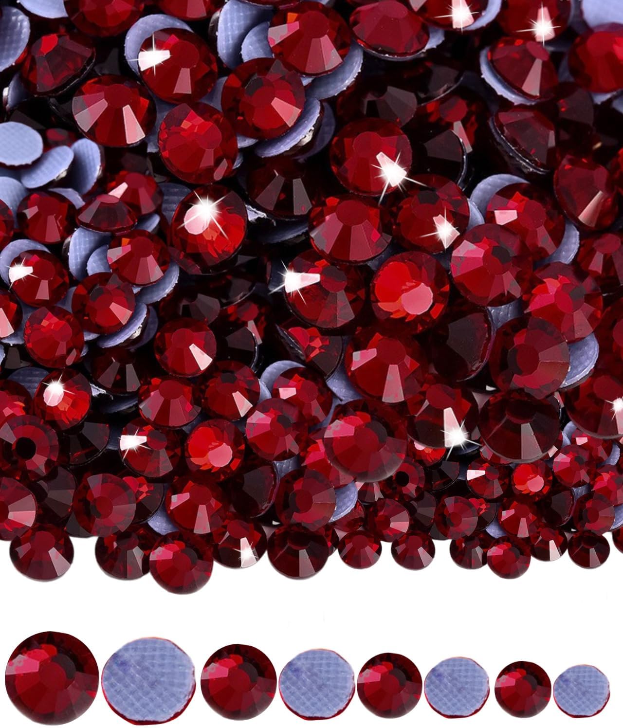 Amazon.com: 5760pcs Burgundy Hotfix Rhinestone Bulk, Flatback ...