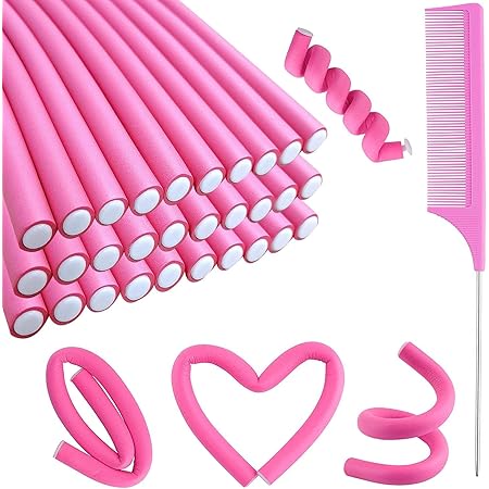 Amazon.com : Flexible Hair Rollers Curlers, 38 PCS 9.45" Flexible ...