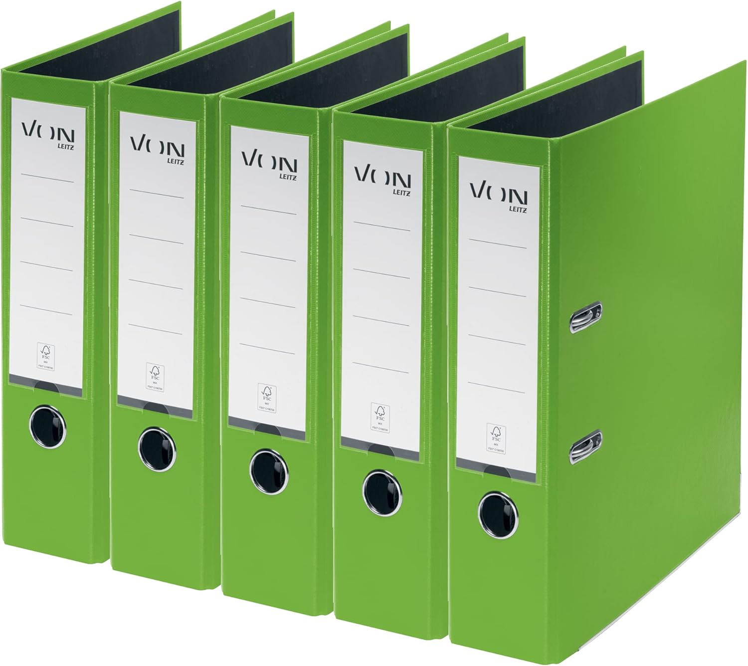 VON Leitz 5er Pack Ordner A4, Karton mit Kunststoffeinband, 80 mm ...