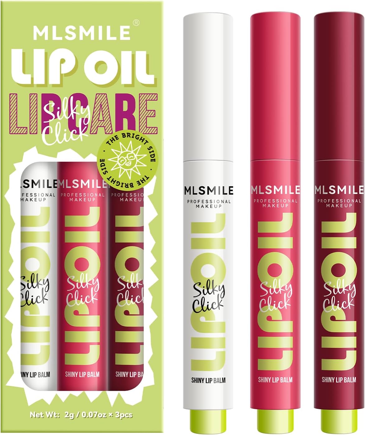Amazon.com : MLSMILE 3 Colors Fat Lip Oil Click Slick,Press Lipstick ...
