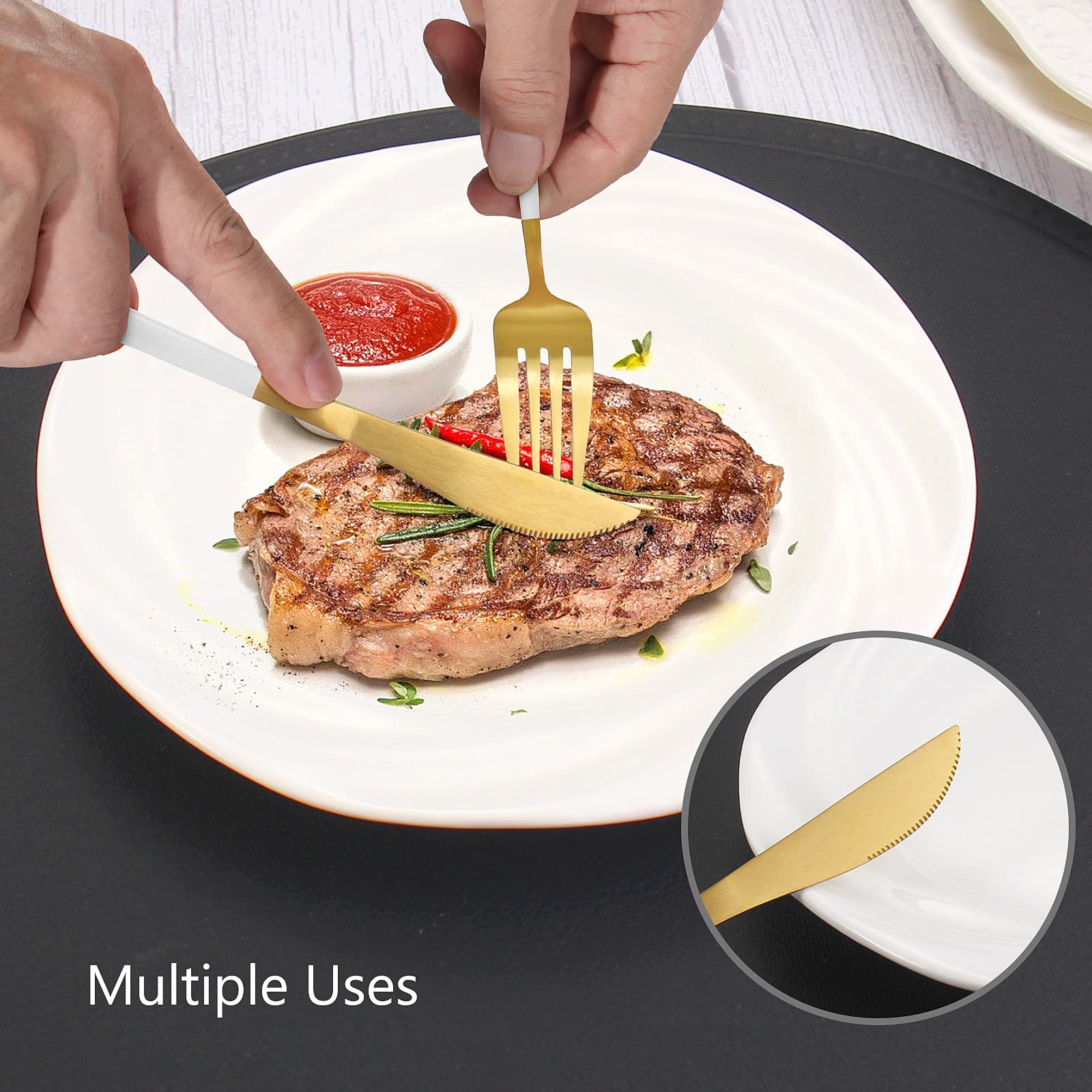 Snapklik.com : Matte White Gold Silverware Set, 20-Piece Stainless ...