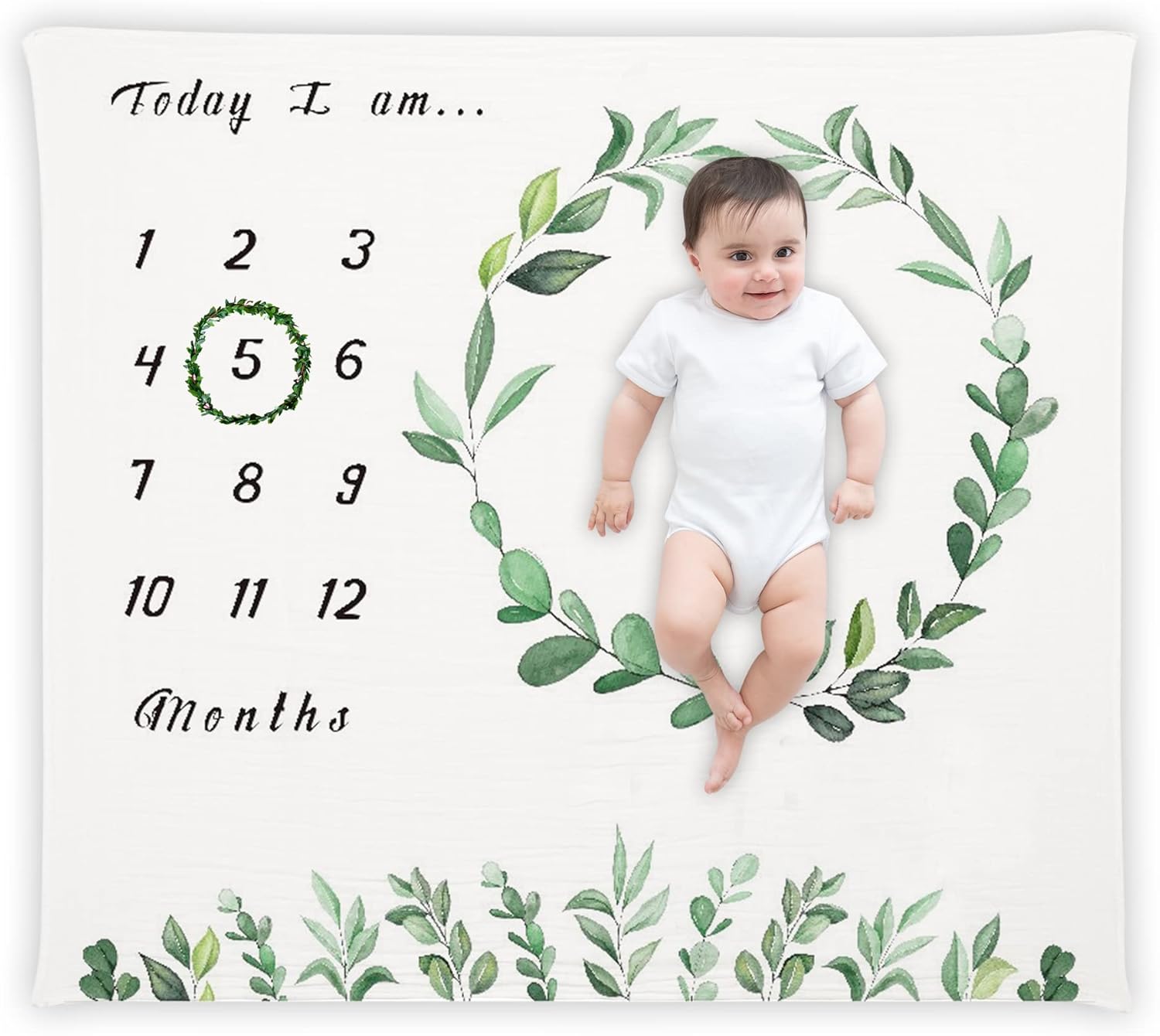 Amazon.com: Organic Baby Monthly Milestone Blanket for Boys and Girls ...