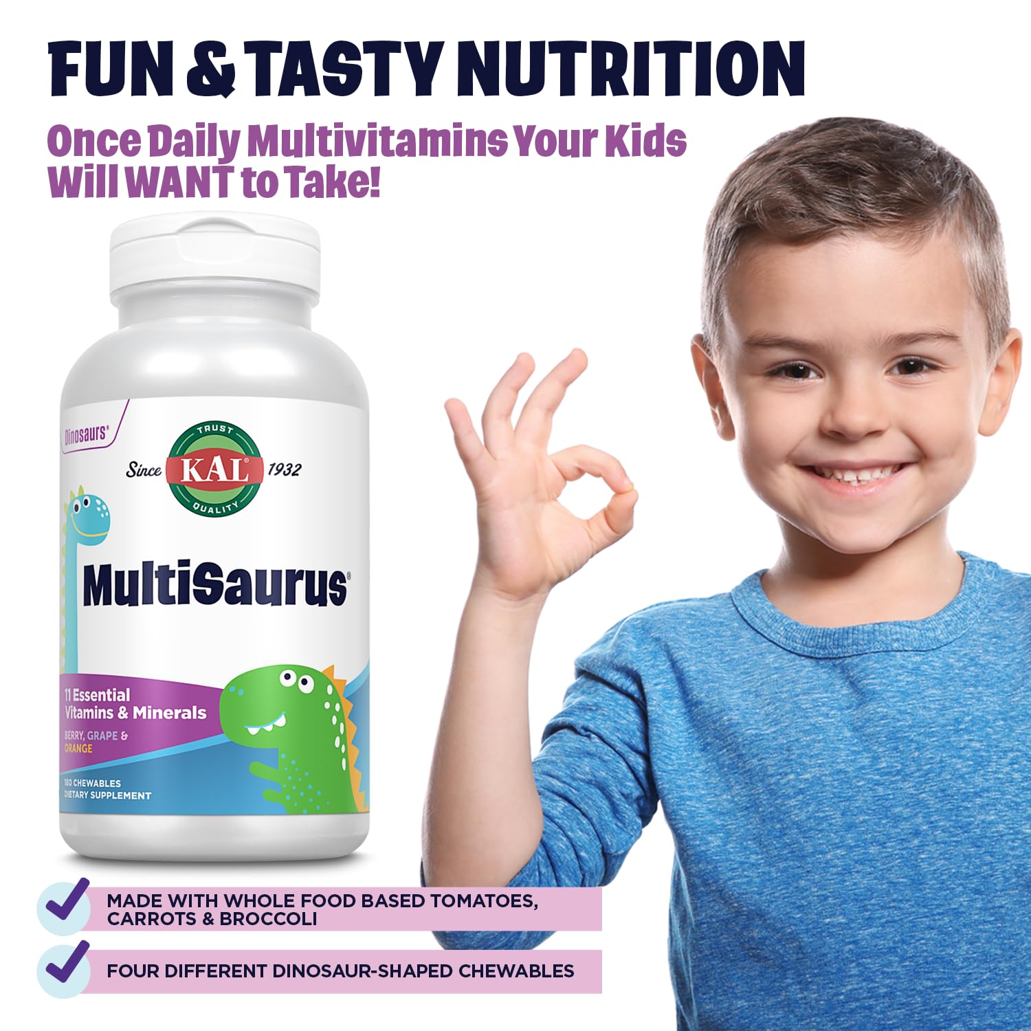 Snapklik.com : MultiSaurus Kids Chewable Multivitamins, 11 Essential ...