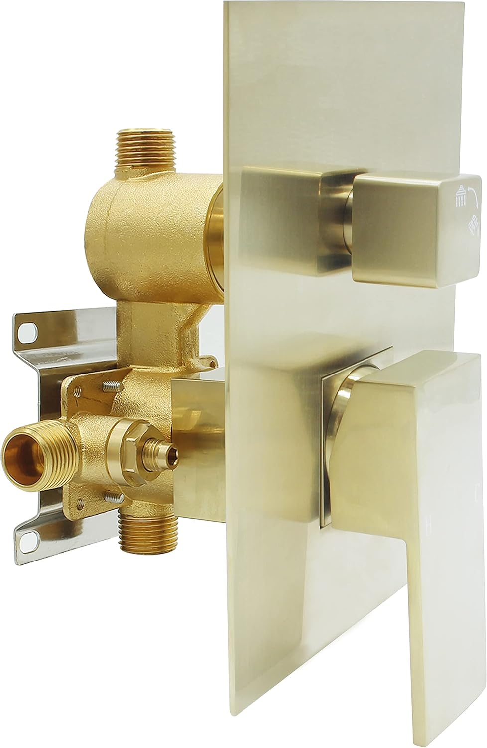 Drettyer 2 Way Outlet Function Solid Brass Shower Diverter Valve Mixer ...