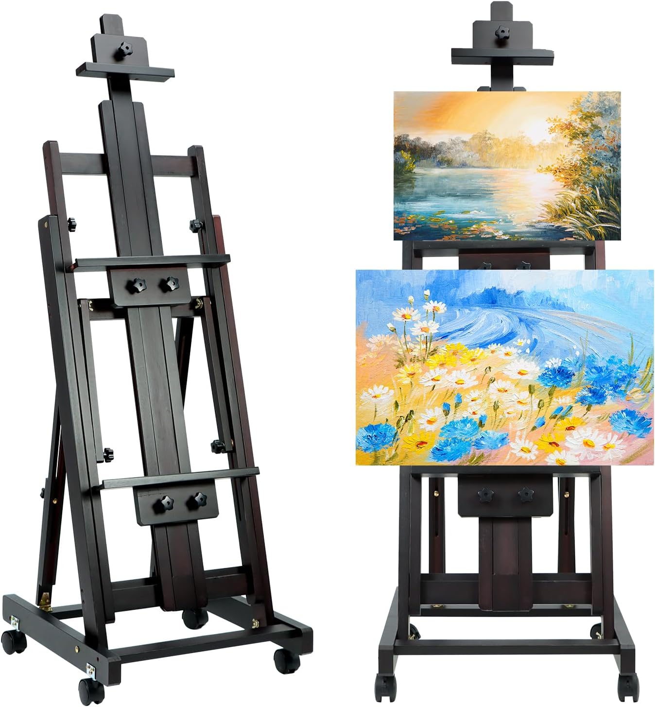 Amazon.com: QWORK Beech Wood Multi-Function H-Frame Studio Easel ...
