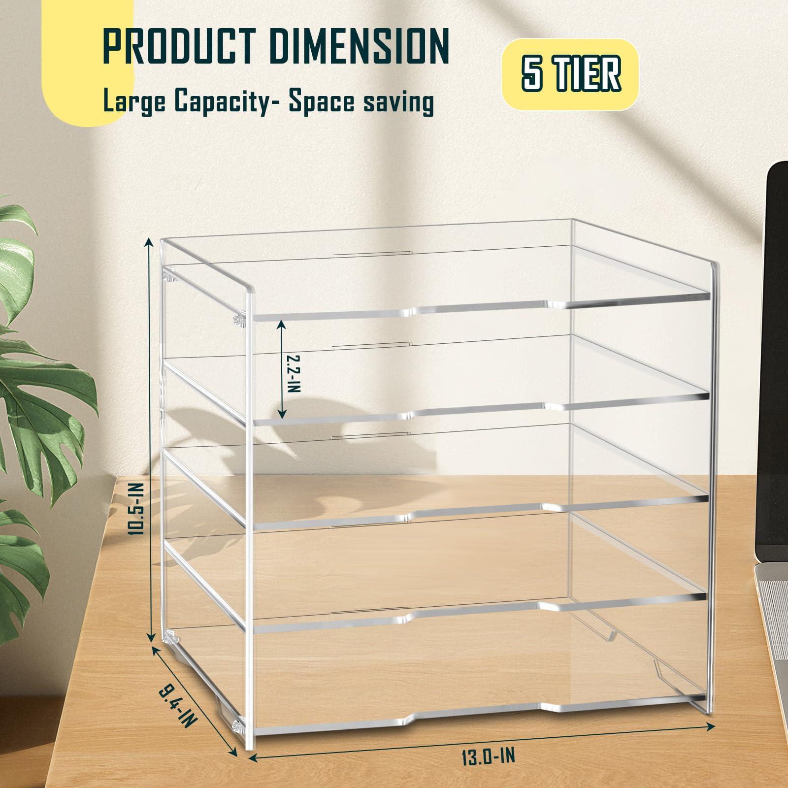 Snapklik.com : File Paper Organizer, 5 Tier Clear Acrylic Desk ...