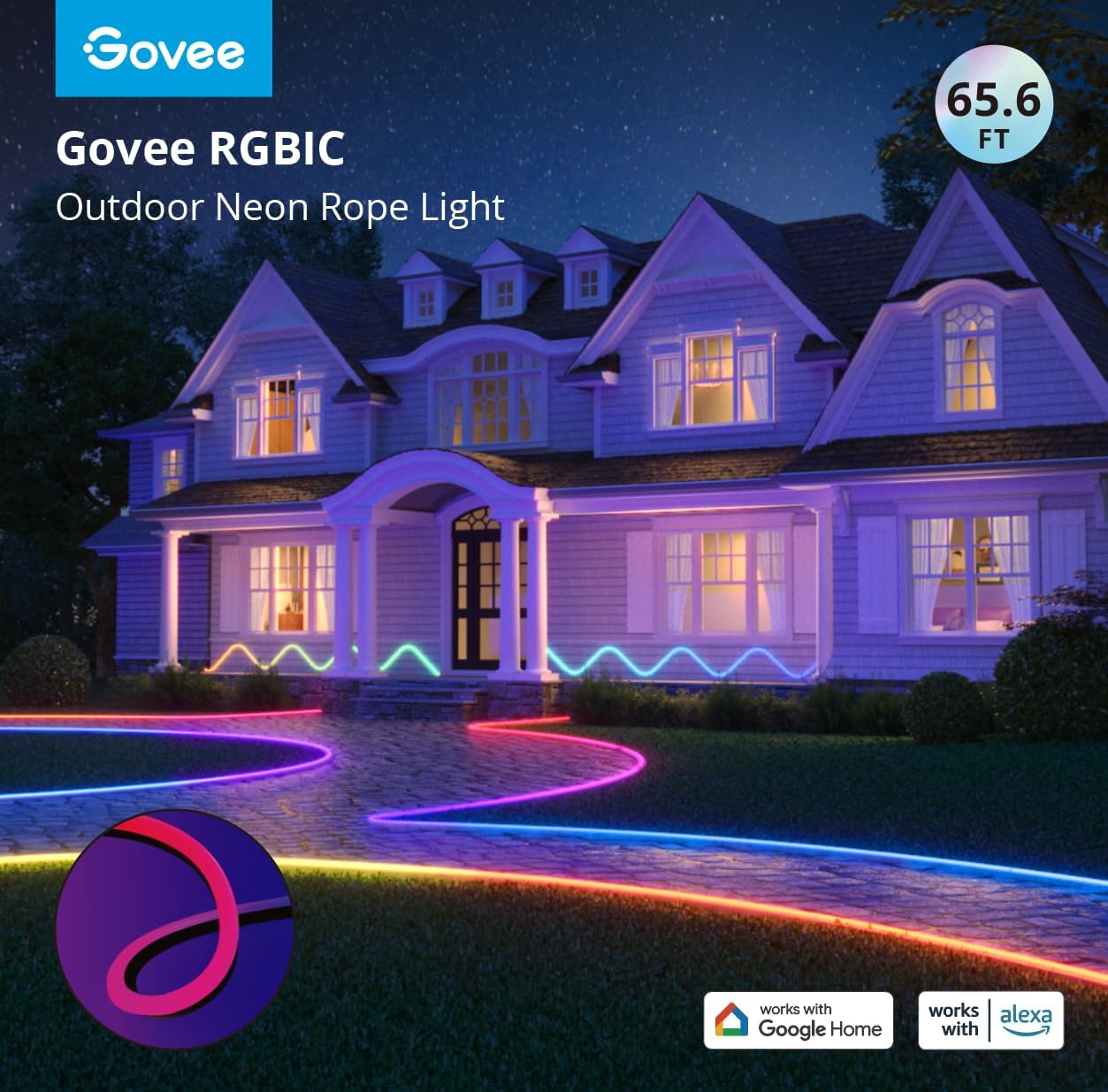 Amazon.com: Govee Outdoor Neon Rope Lights, 65.6ft RGBIC IP67 ...