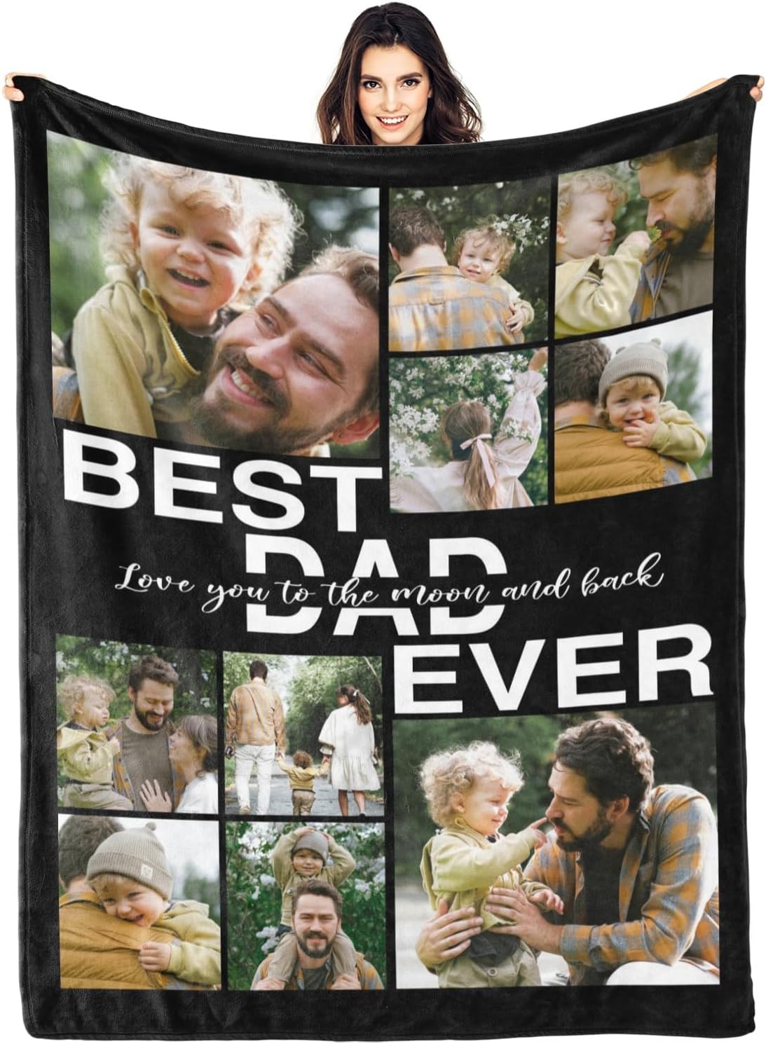 Custom Blanket with Photo Text, Birthday Gifts for Dad, Fathers Day ...