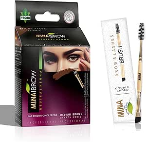 Mina ibrow Hair Color Medium Brown|Natural Spot coloring and Hair Tinting Powder with Duo Angled ...