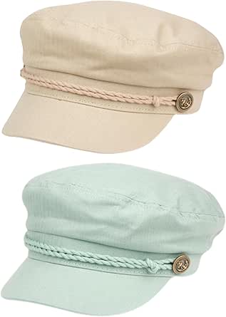 Funky Junque Women's Greek Fisherman Newsboy Cap – 100% Cotton Fisherman's Hats for Women - 2 ...
