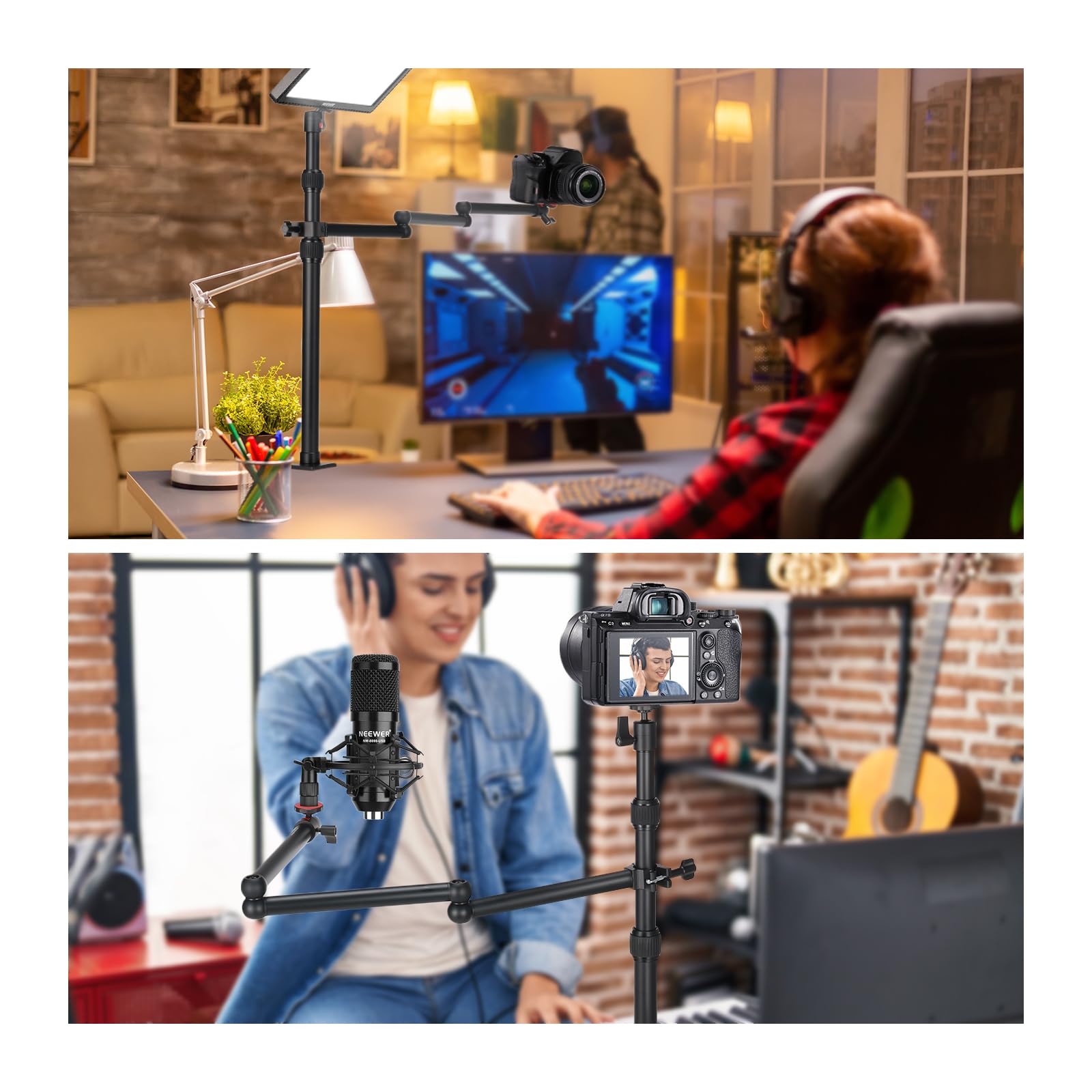 NEEWER Upgraded Overhead Camera Rig with Trifold Camera Boom Arm (Max ...