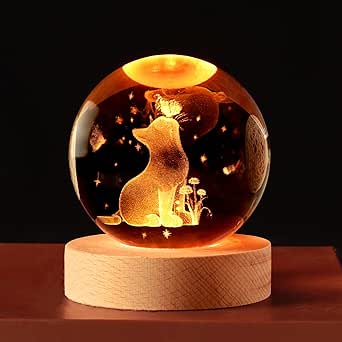 UPSIME Cat Gifts, 2.4In Cute Crystal Cats Ball Lamp with Wooden Base ...