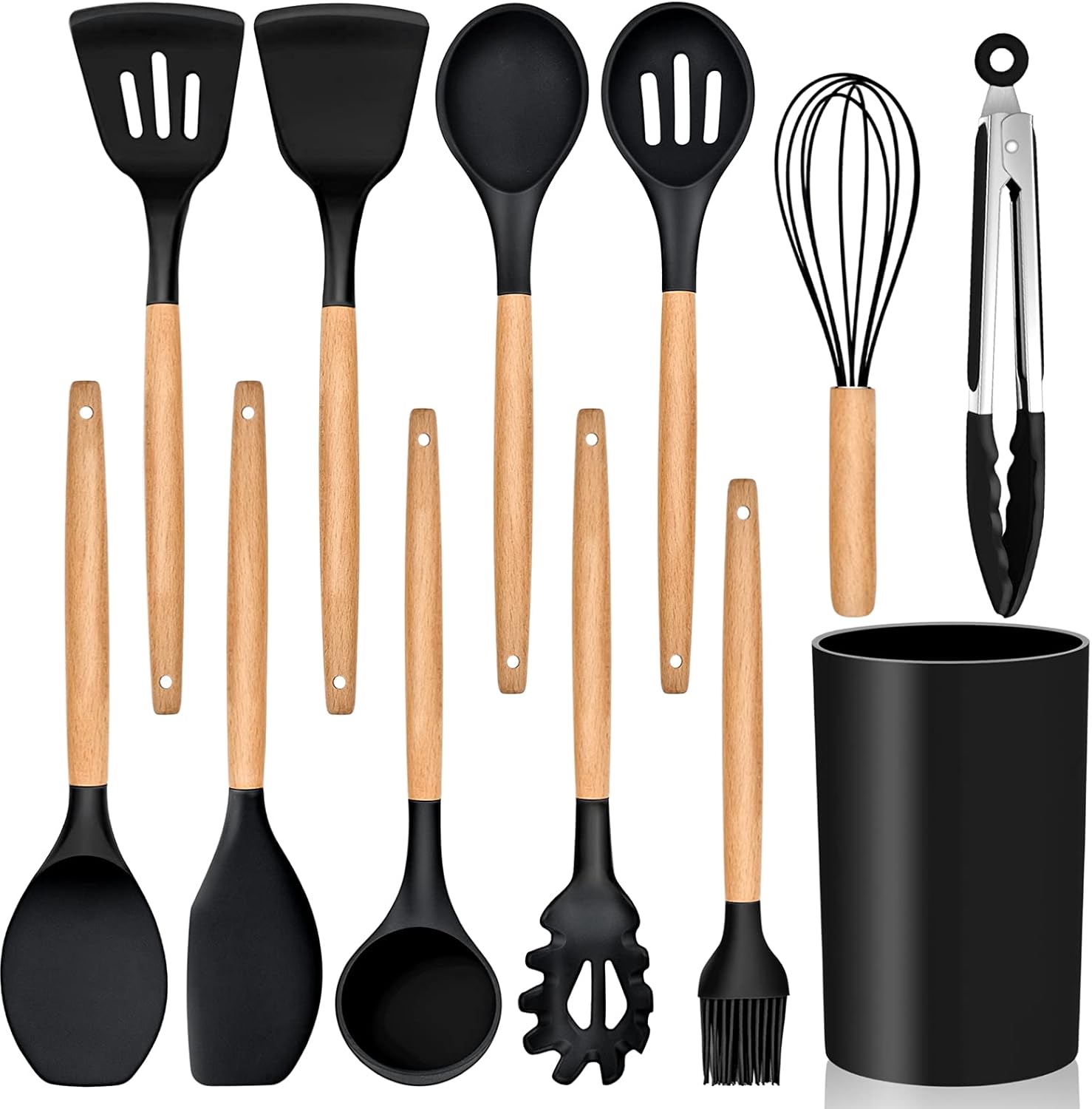 Amazon.com: Kitchen Utensils Set of 12, E-far Silicone Cooking Utensils ...