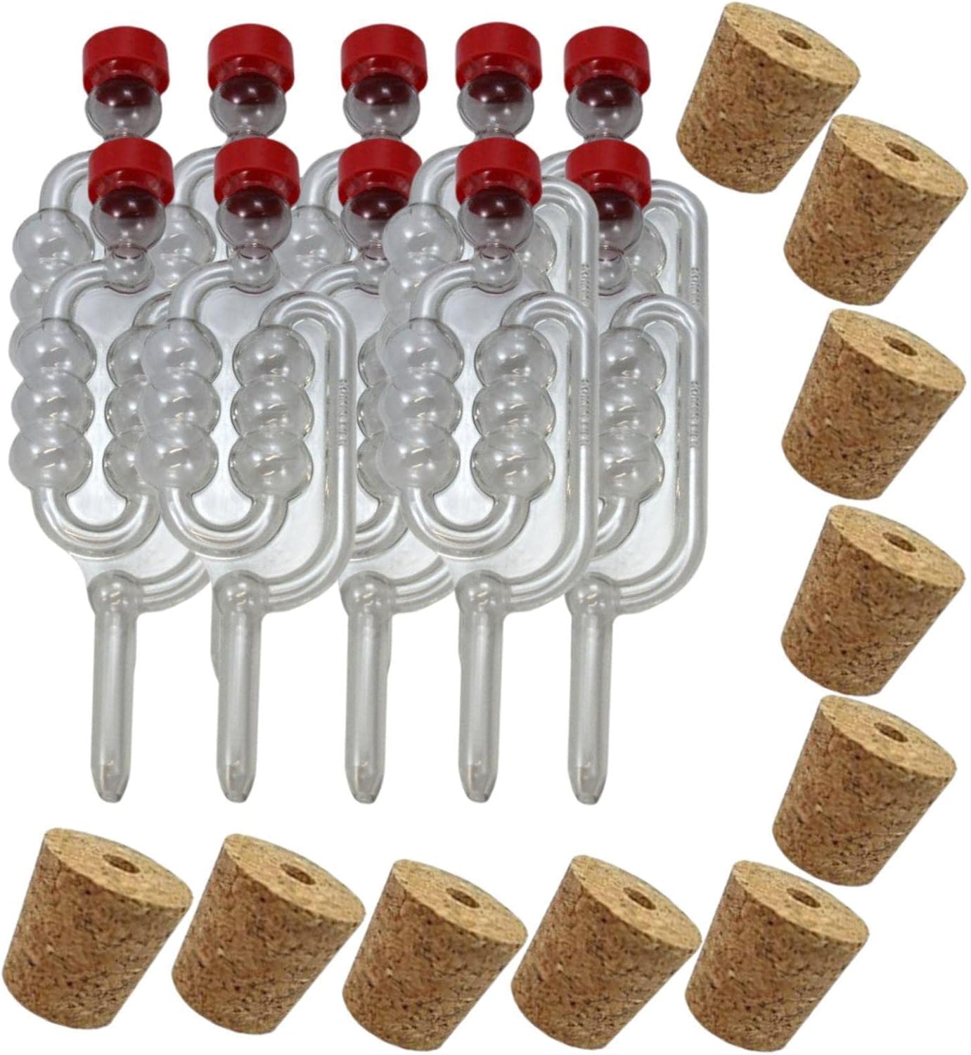 Almost Off Grid 10 x Bubbler Airlocks and 10 x Bored Cork Bungs for ...