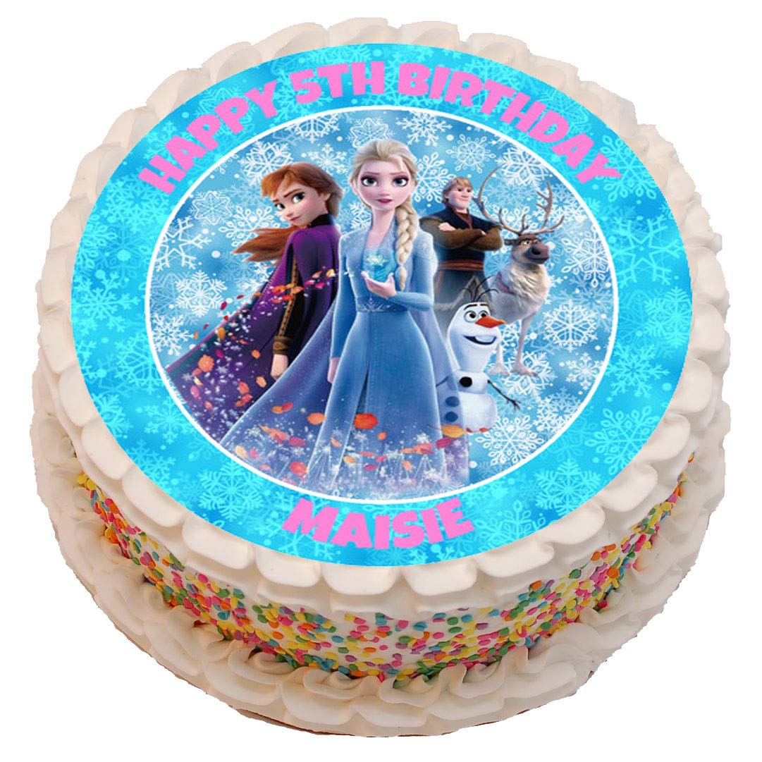 Frozen Personalised Precut Cake Topper 8 Inch Round Edible Icing ...