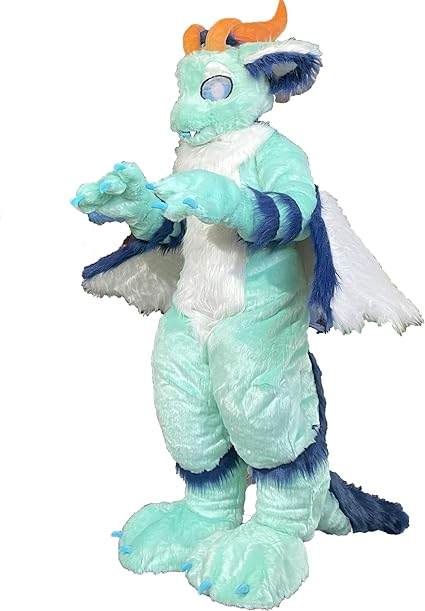 Amazon.com: Aqua Blue Fly Angel Wings Dragon Fursuit Kigurumi Furry ...