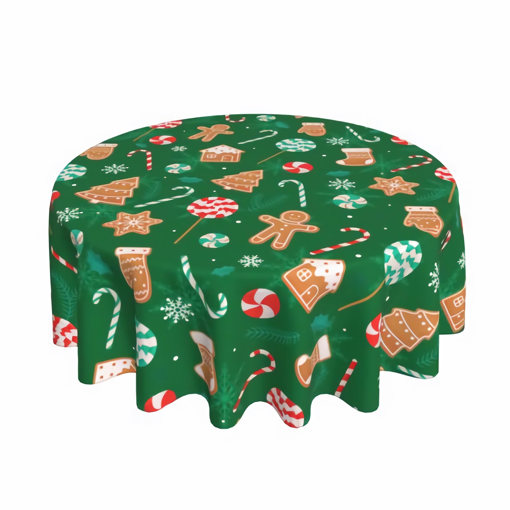 Amazon.com: GJLNTRF Green Gingerbread Man Round Tablecloth 60 Inch ...