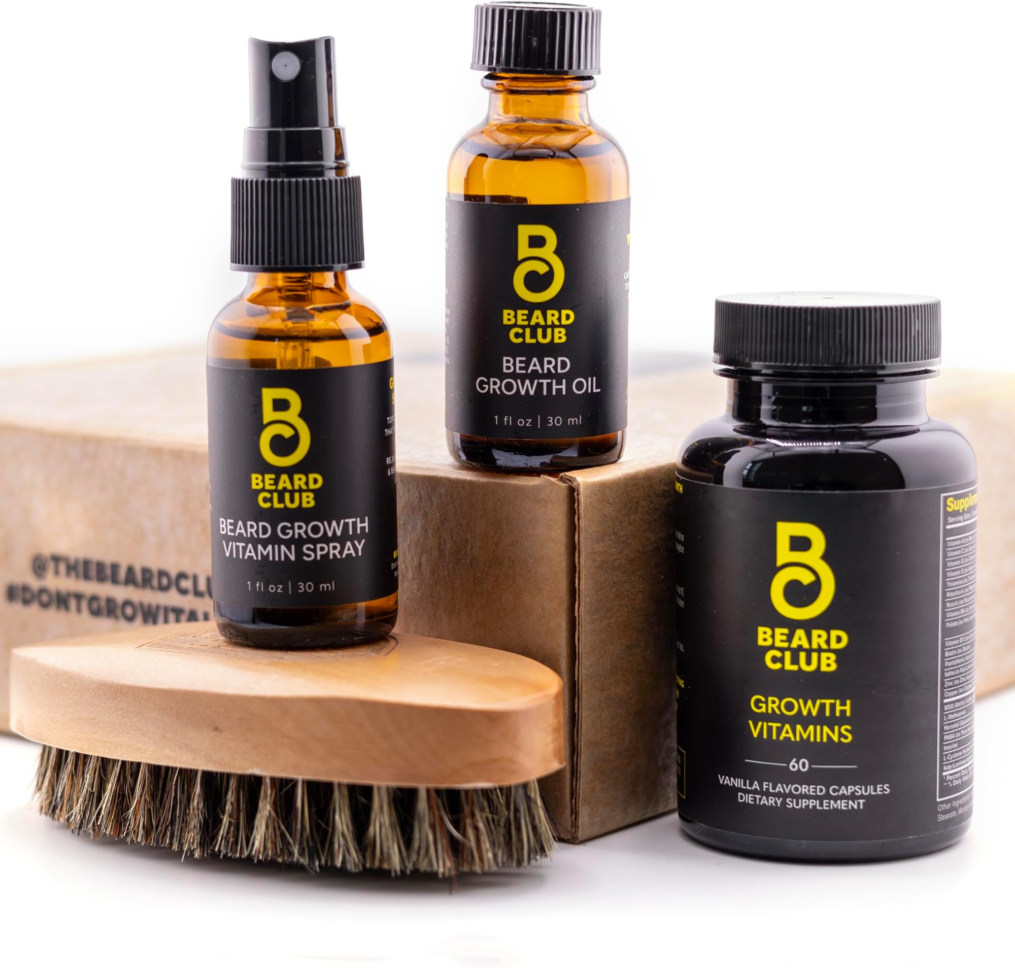 Amazon.com : Beard Club Essential Cedar Beard Growth Kit - Growth Oil, Growth Vitamins, Growth ...