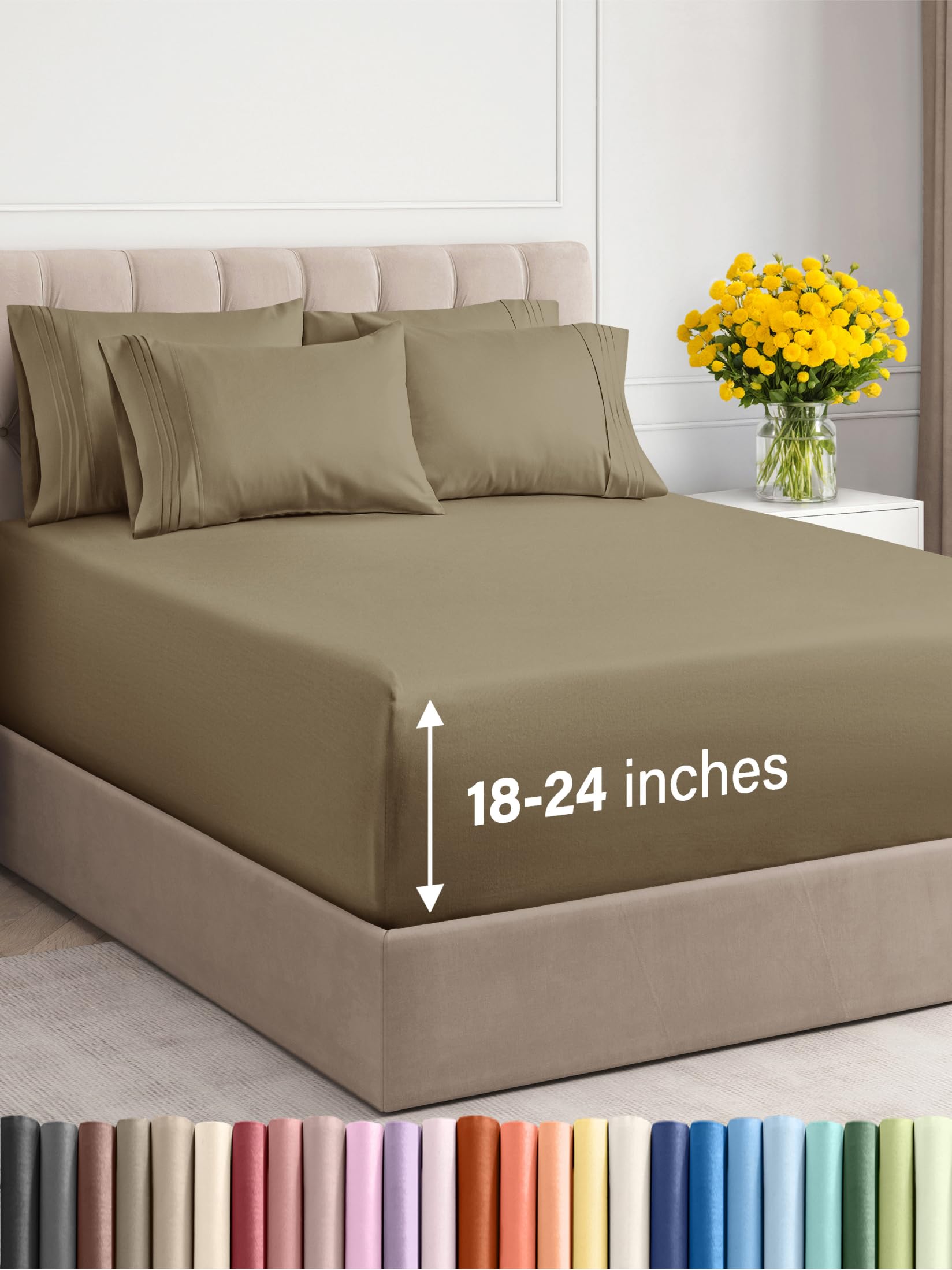 Amazon.com: Extra Deep Queen Sheet Set - 6 Piece Breathable & Cooling ...