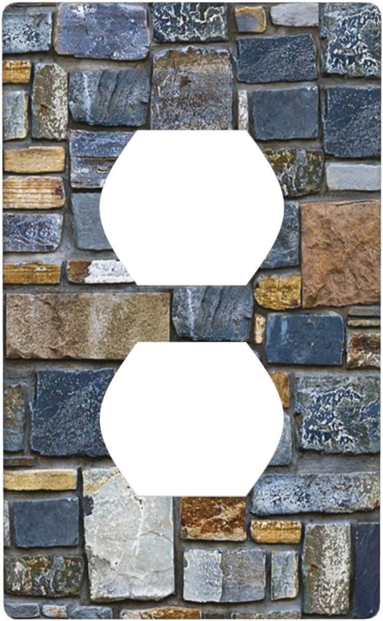 Farmhouse Stone Brick Duplex Outlet Cover Single Wall Plate 1 Gang ...