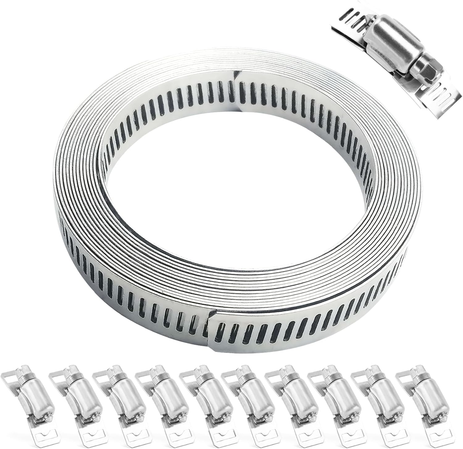 Amazon.com: Hose Clamps10FT Metal Strapping+10 Fasteners DIY Cut-To-Fit ...