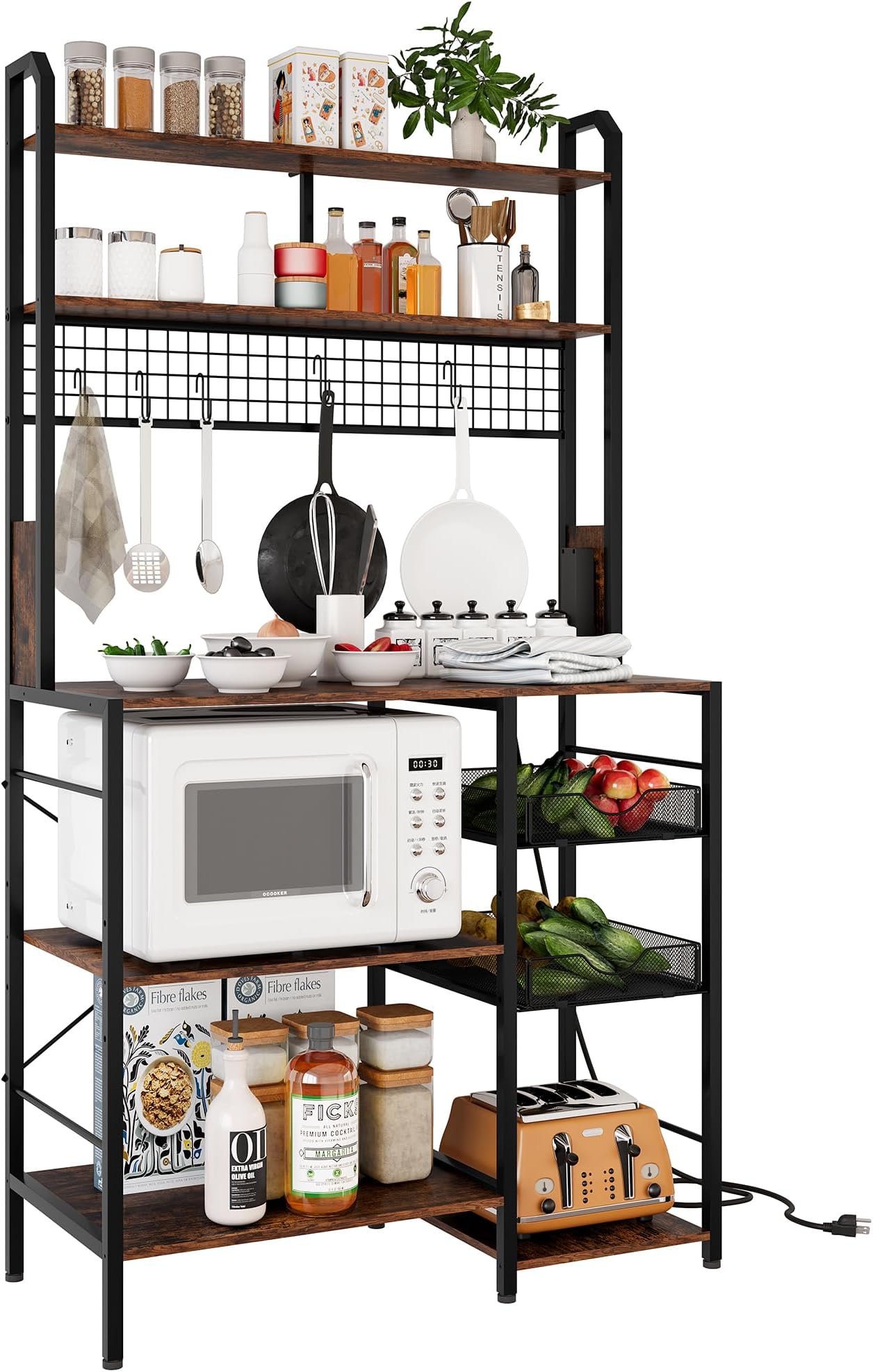 Amazon.com - IZLIF Bakers Rack with Power Outlet,Coffee Bar with Wire ...