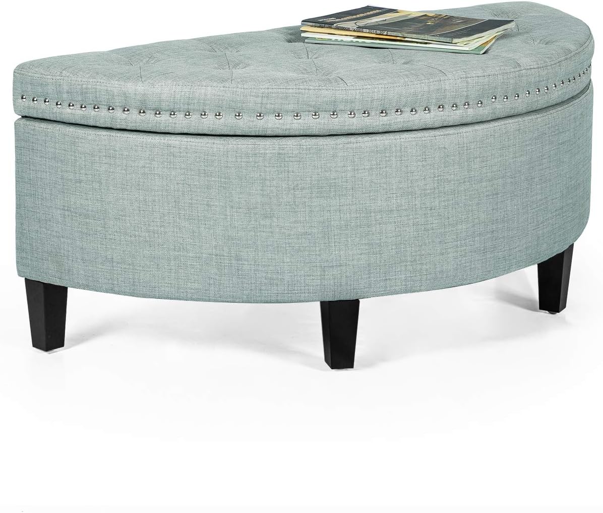 Amazon.com: Homebeez 43.5" Half Moon Storage Ottoman, Button Tufted ...
