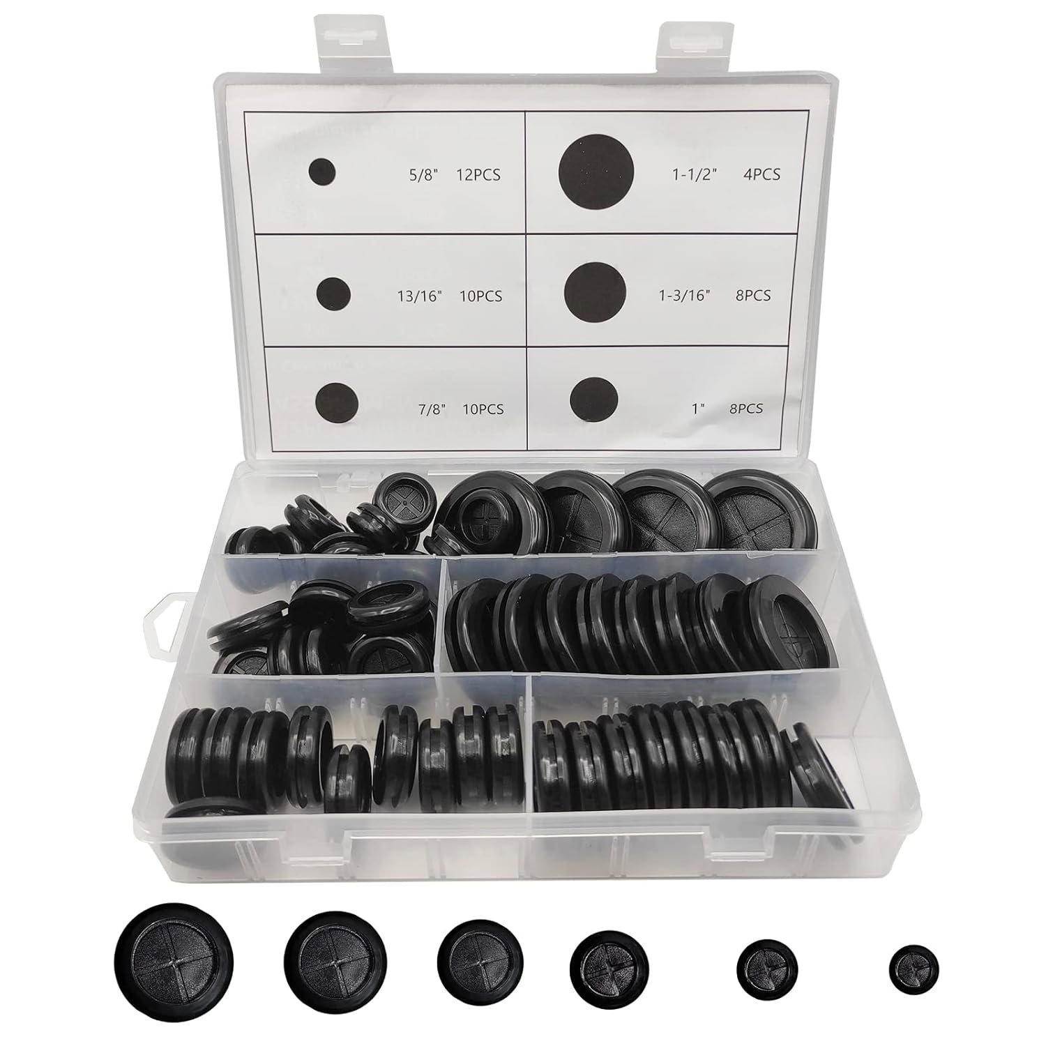 Boatsea 52 PCS 6 Size Rubber Grommets for Wiring, Double Sided Round ...