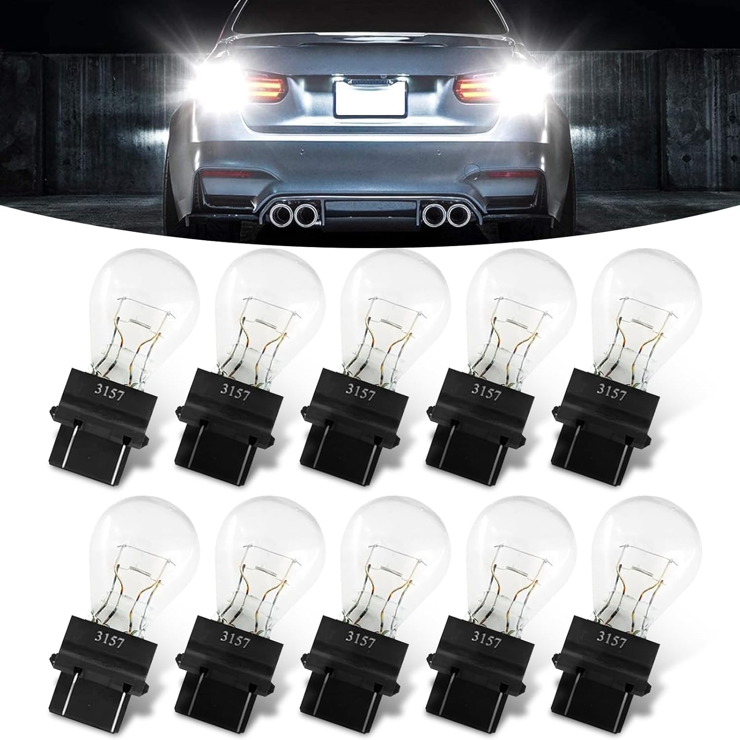 Amazon.com: Flygun 10 PCS 3157 Mini Car Brake Light Bulb, 12V 21/5W ...