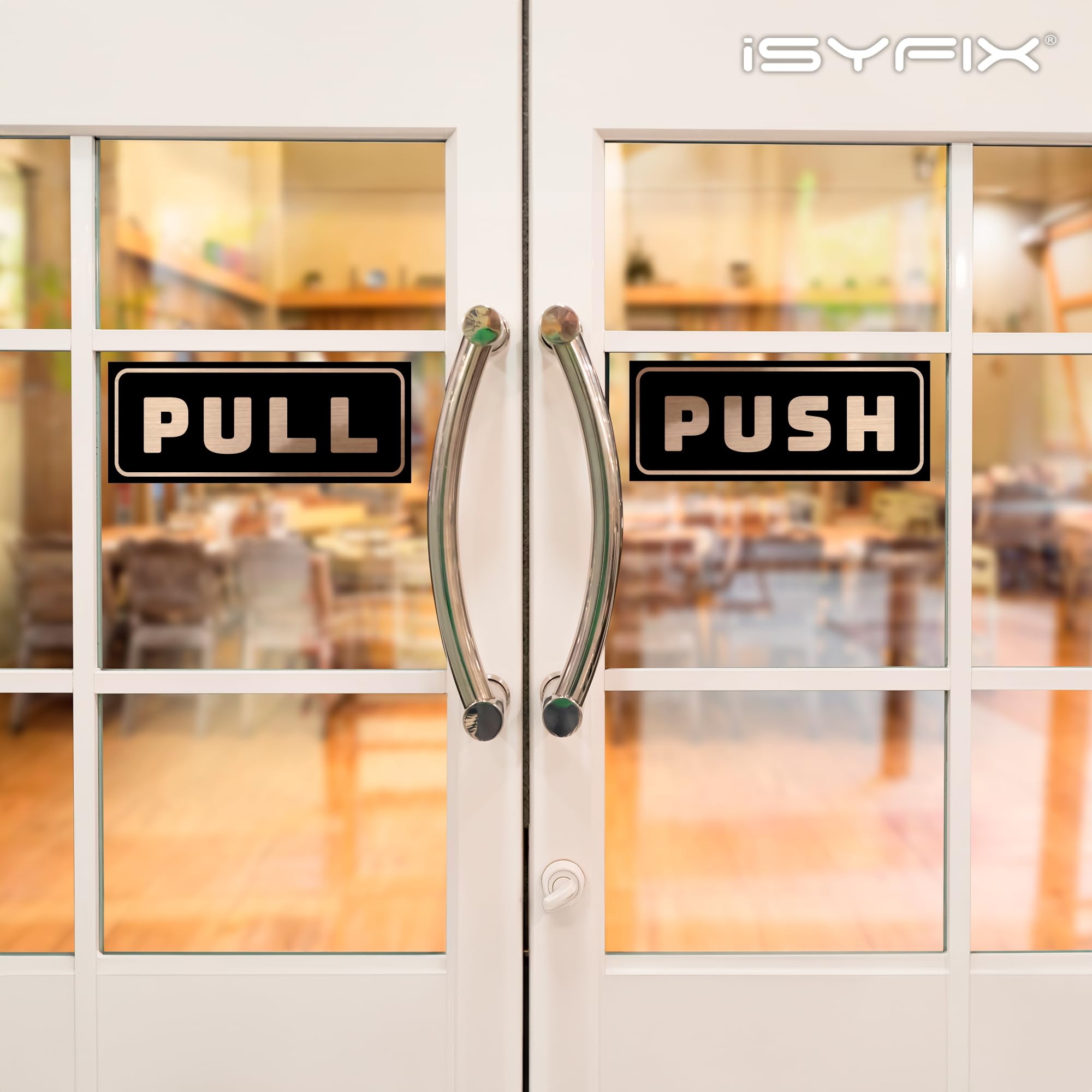 Snapklik.com : iSYFIX Push Pull Stickers Sign 2 Pack 7x2.8 Inch ...