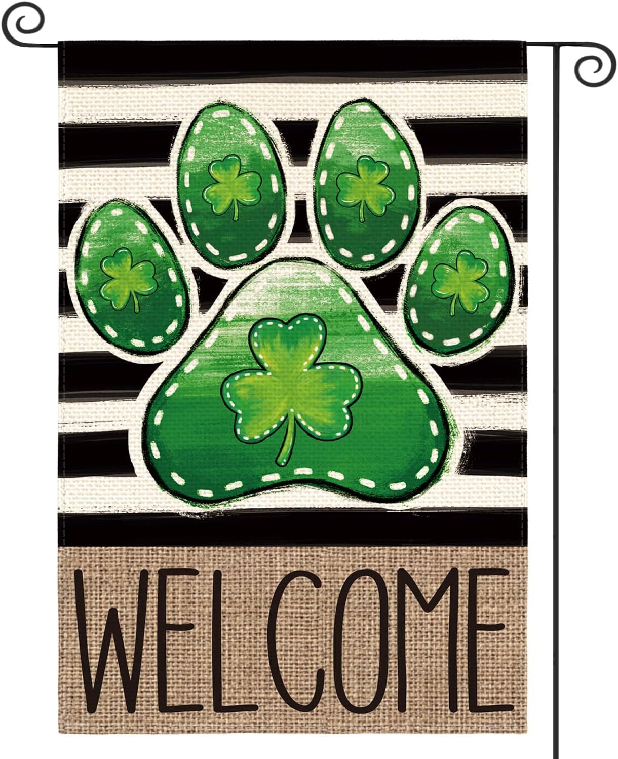 Amazon.com : AVOIN colorlife Paw Print St Patricks Day Garden Flag ...