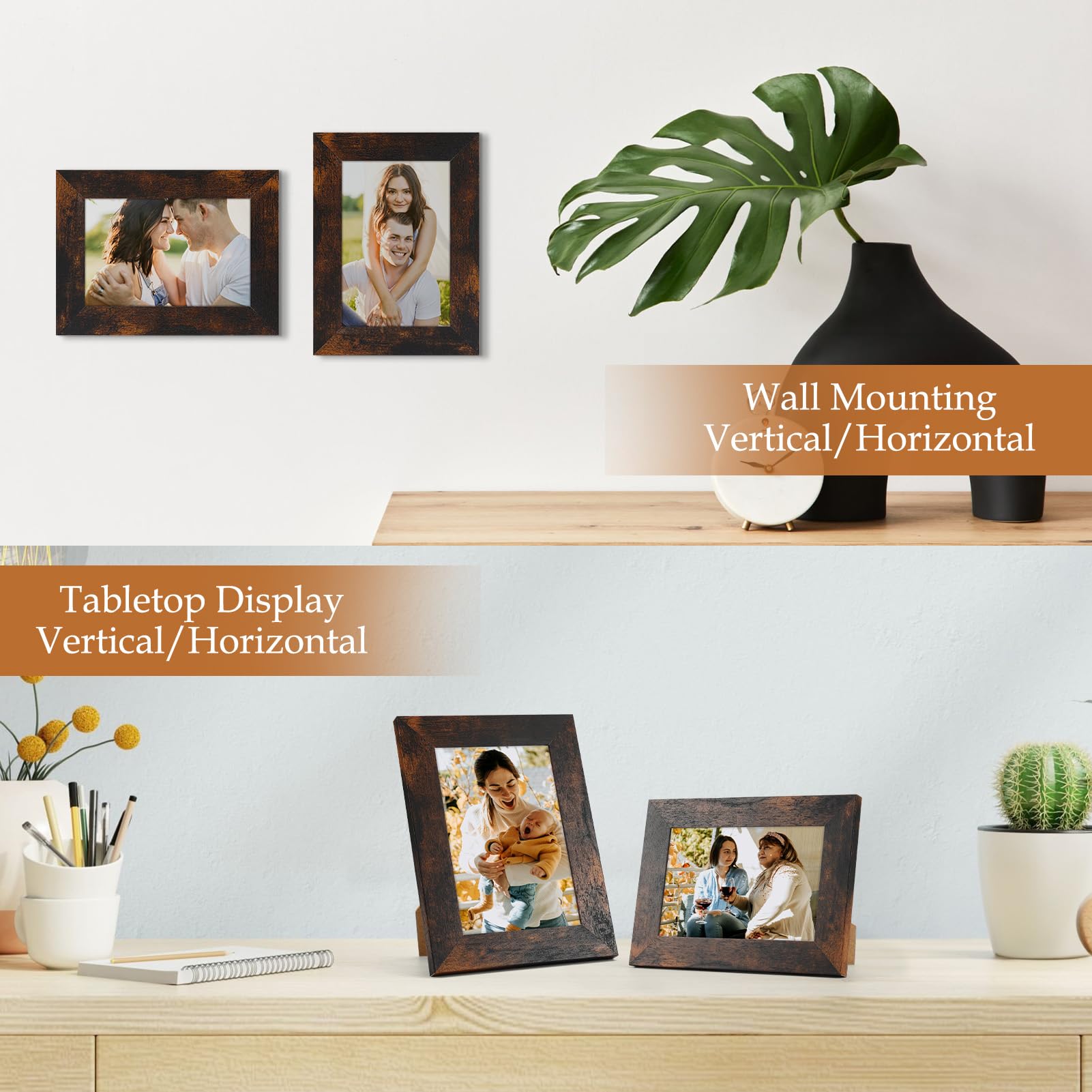 Snapklik.com : 4x6 Picture Frame Set Of 4, Multi Color Rustic 4 X 6 ...