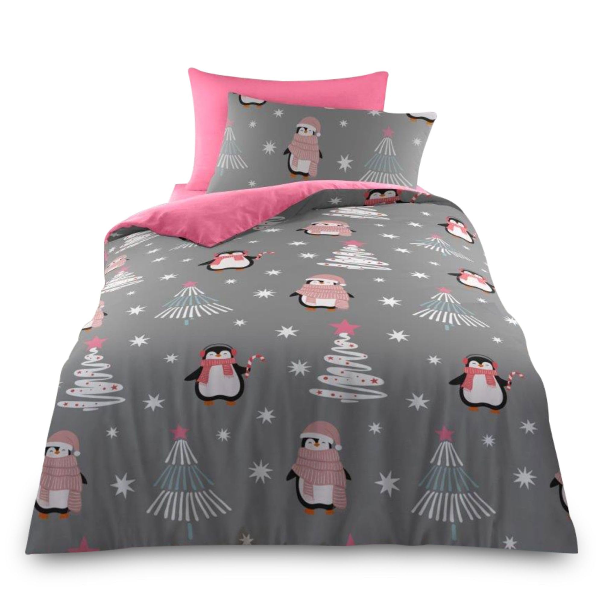 VELVETIO Xmas Snowy Penguin Duvet Cover Set with Pillowcase, Kids ...