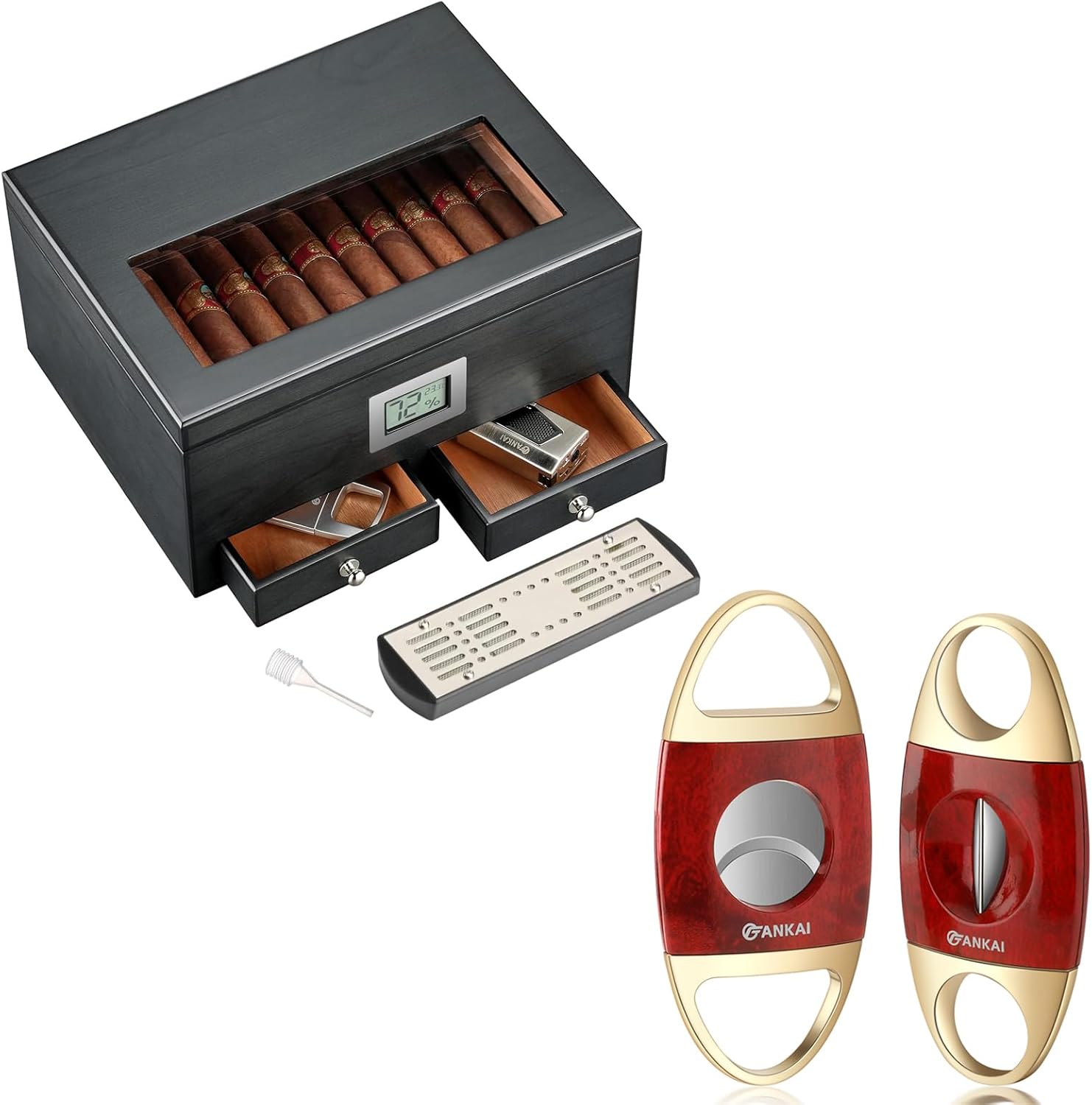 Amazon.com: FANKAI Cigar Humidors with 2 Drawers,Cigar Accessories with ...