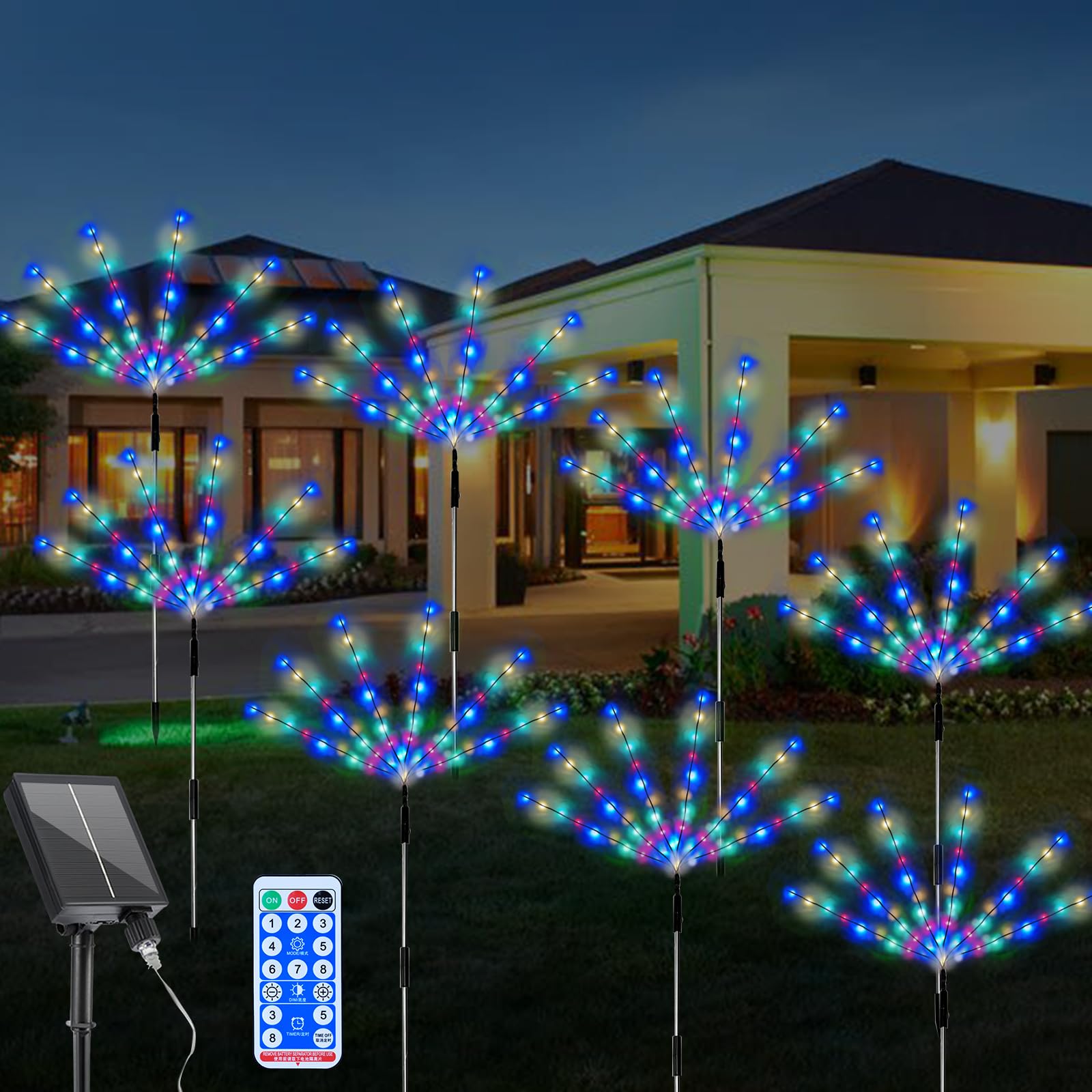 Solar Firework Lights, 8 Pack Solar Garden Lights, Fairy Firework ...