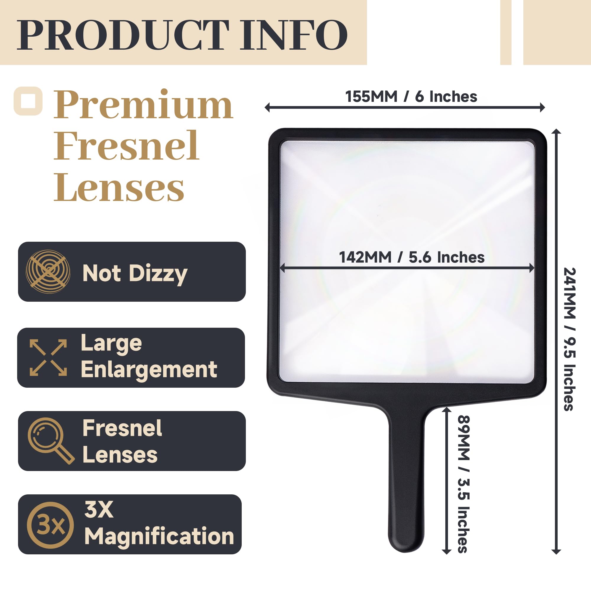 Snapklik.com : Full Page Magnifying Glass For Reading, 3X Large Square ...