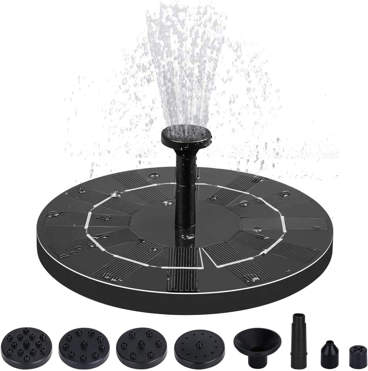 Solar Fountain Pump, Solar Powered Water Fountain with 6 Nozzles ...