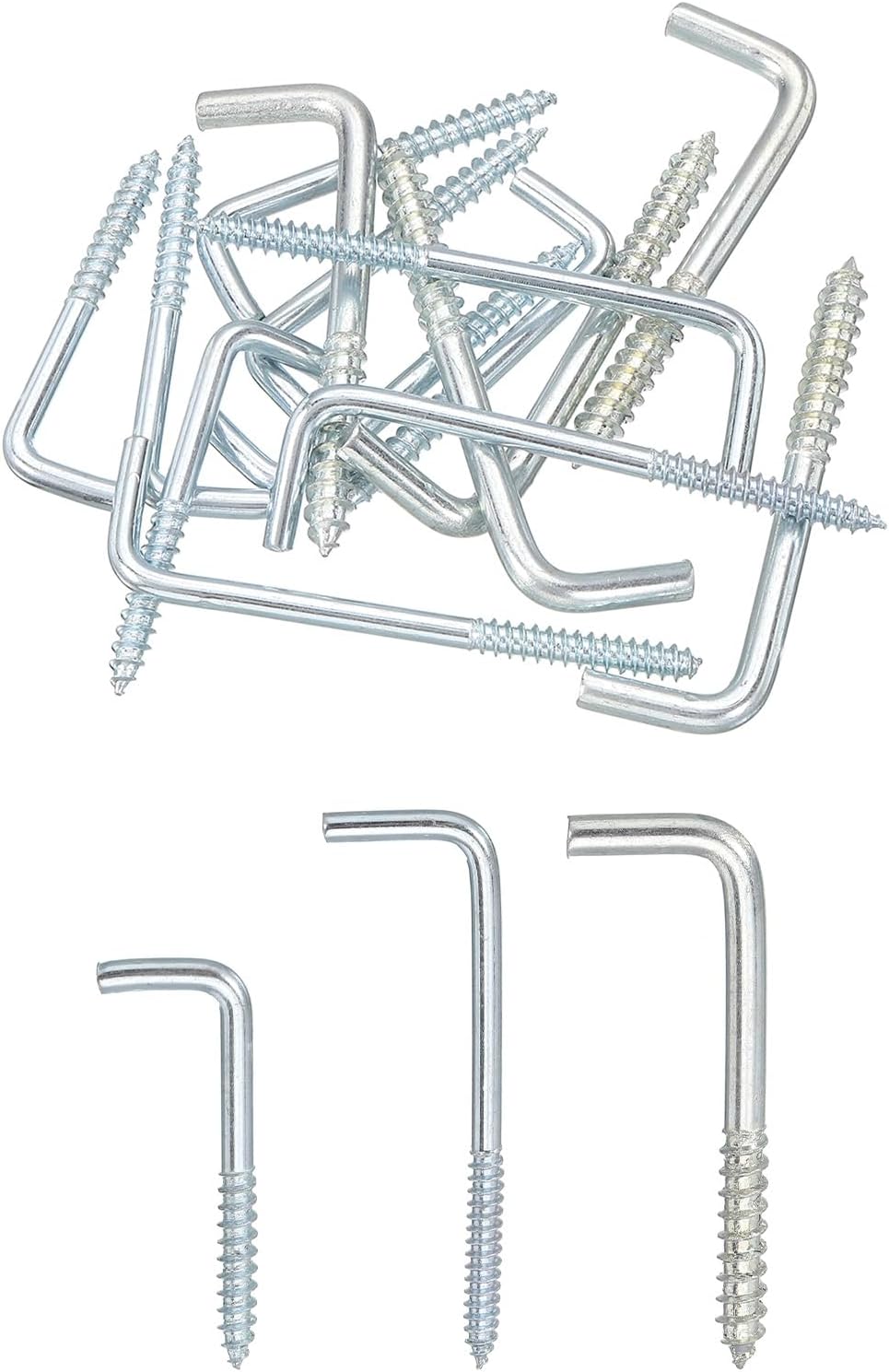 sourcing map Right Angle Hooks, 1Set L Shaped Screw Hooks Screw in ...