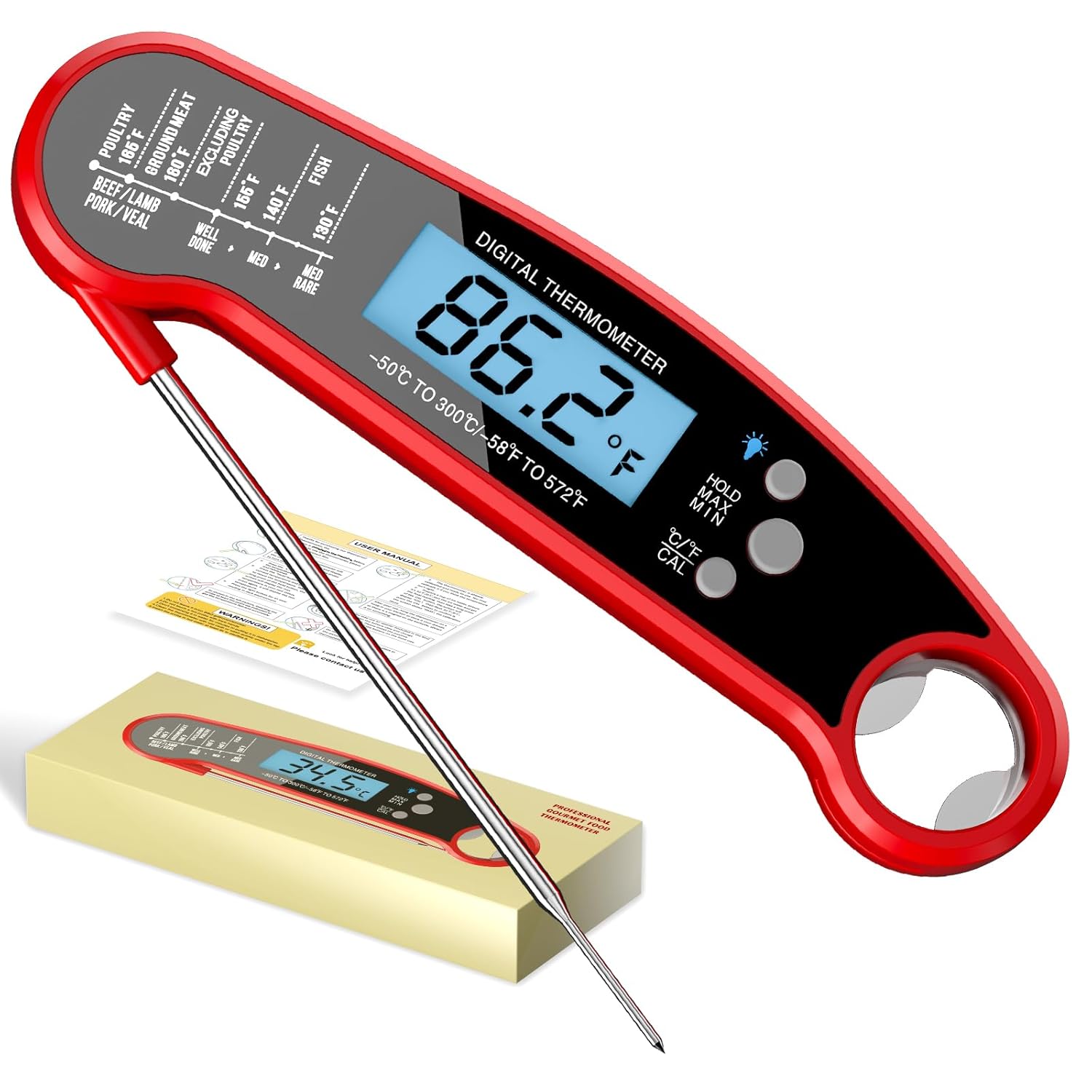 Digital Meat Thermometer, Instant Read Food Thermometer with Magnet ...