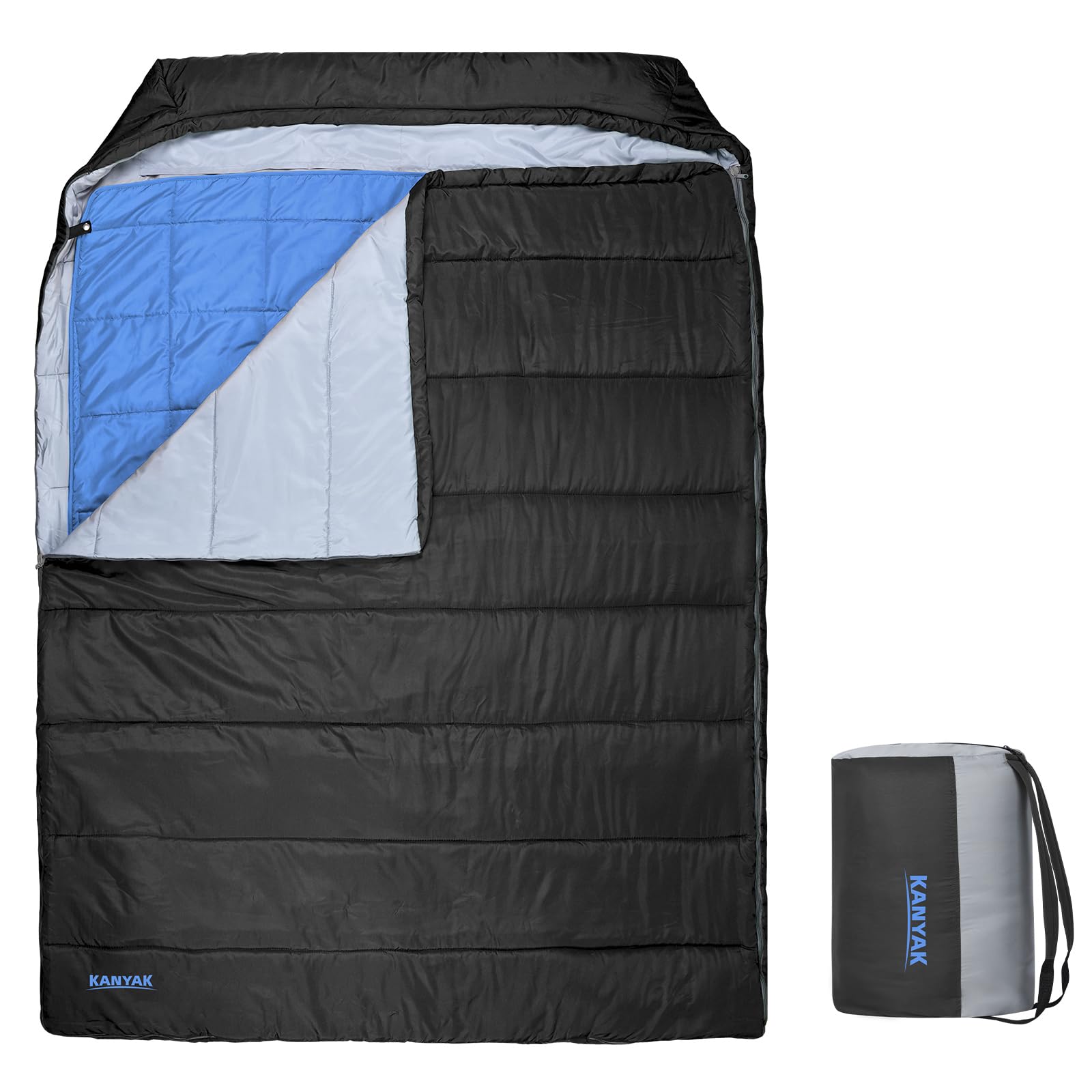 Amazon.com : Double Sleeping Bag Flannel for Adults with 2 Pillows 2 ...