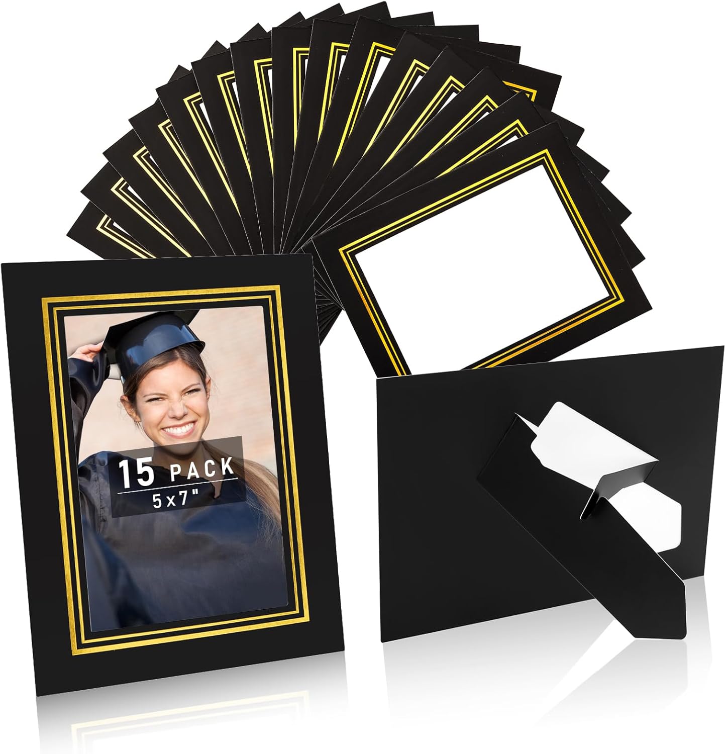 Amazon.com - 15 Pack Black Paper Picture Frames 5x7,Standing Cardboard ...