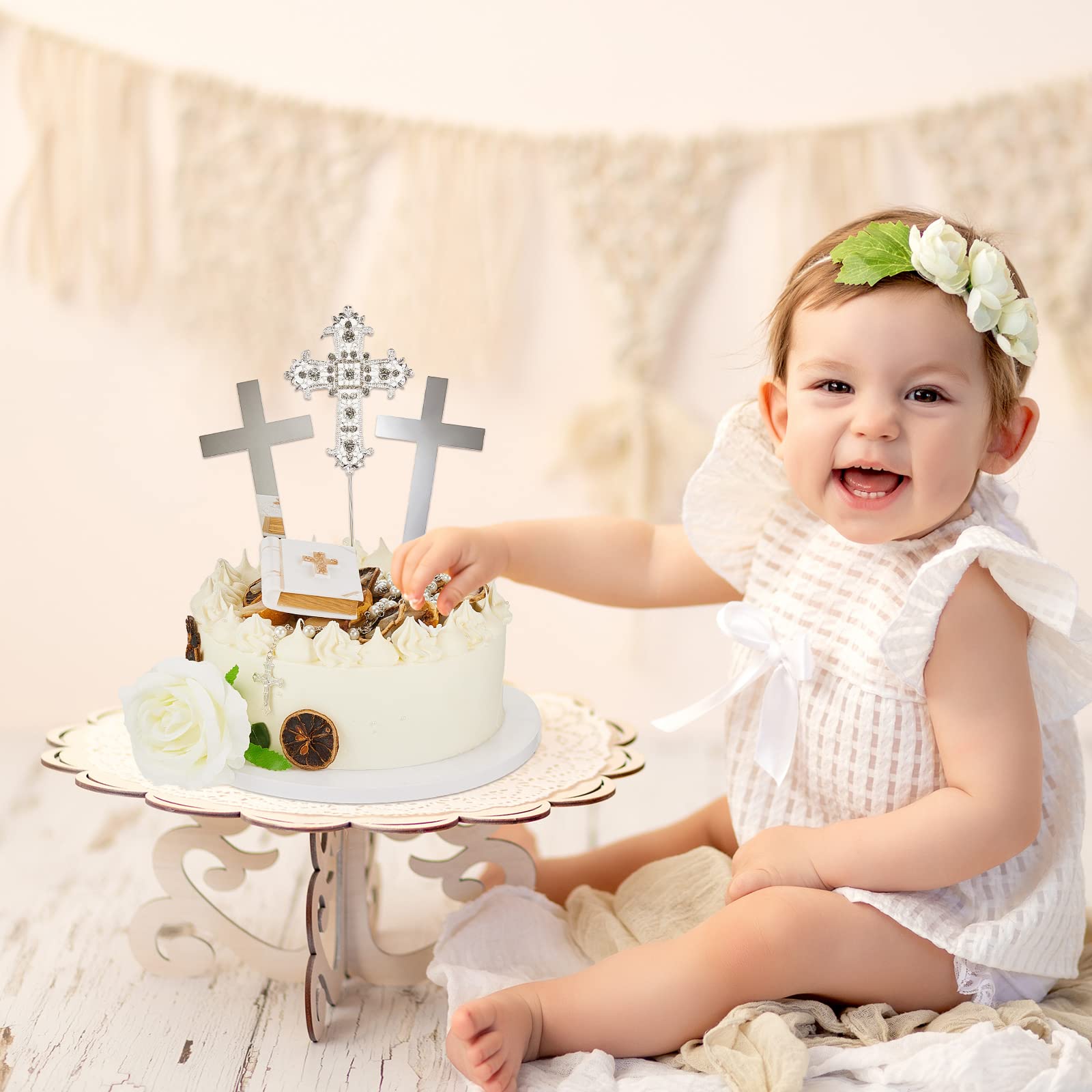 Snapklik.com : 12 Pcs Religious Baptism Cake Toppers Cross Cake Topper ...