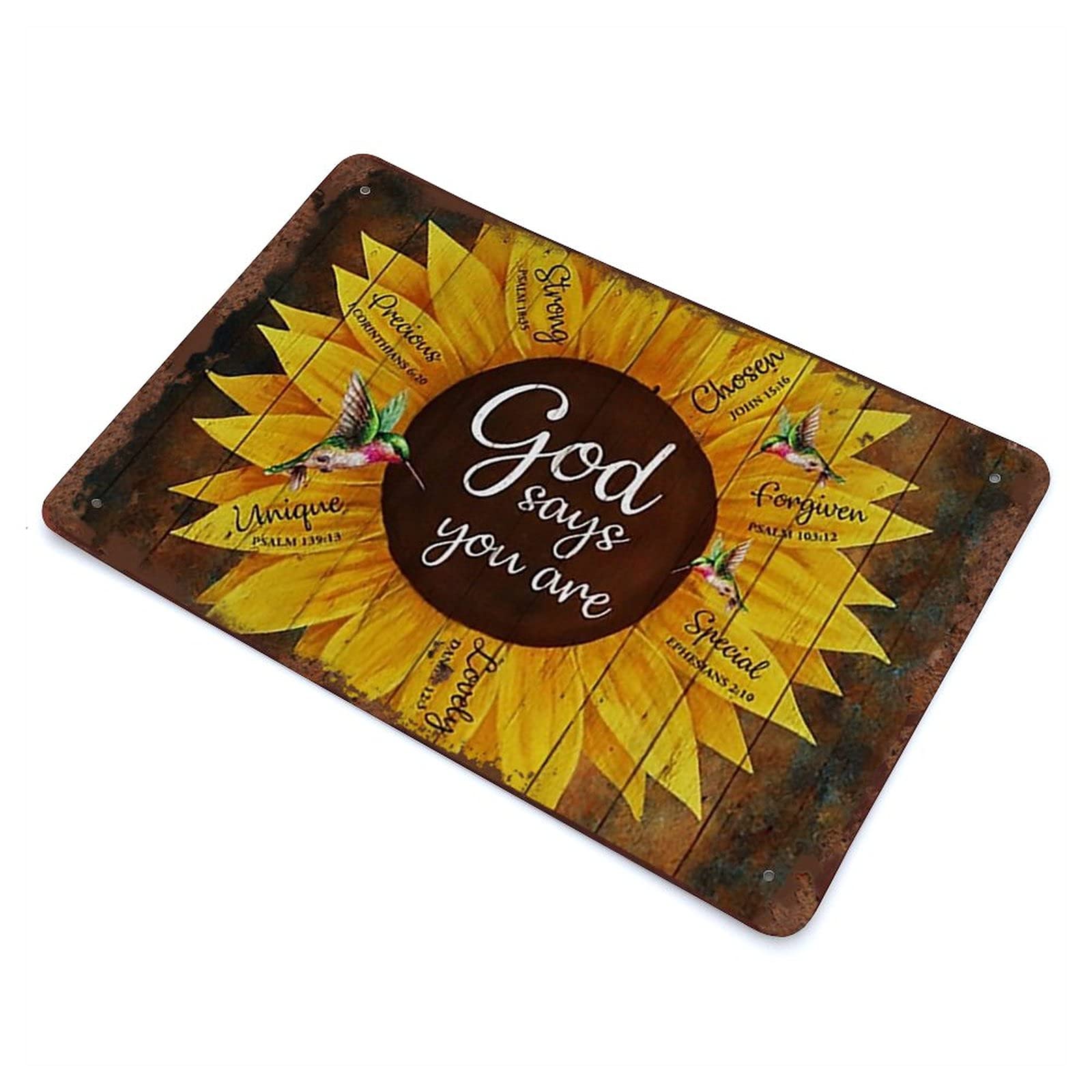 Hummingbird and Sunflower Tin Sign: “God Says You Are” Tin Sign ...