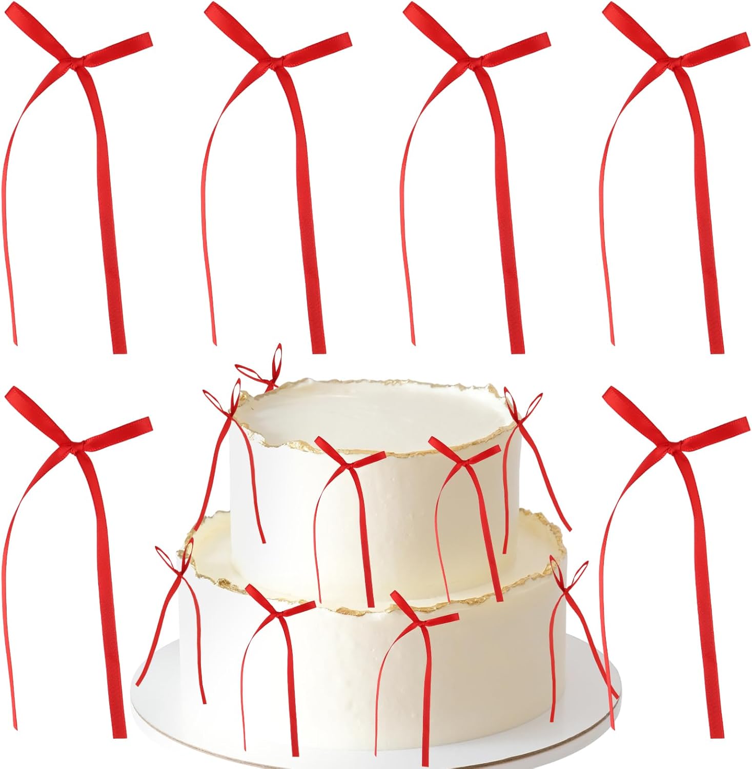 Amazon.com: 20Pcs Red Bows Cake Toppers,Bows Cake Decorations,Bows Decorations for Birthday ...