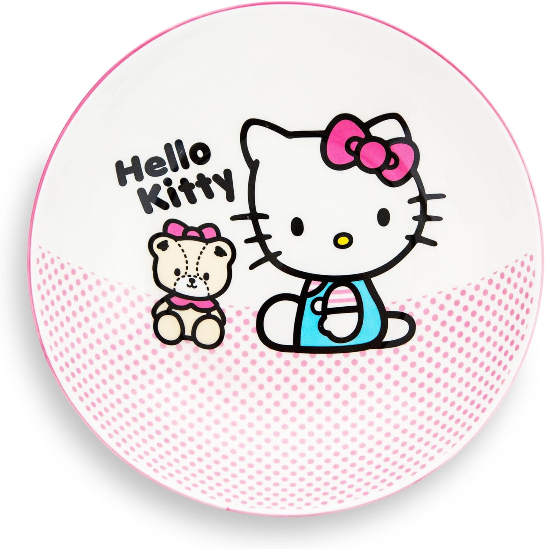 Amazon.com | Sanrio Hello Kitty Pink Dots 9-Inch Ceramic Coupe Large ...