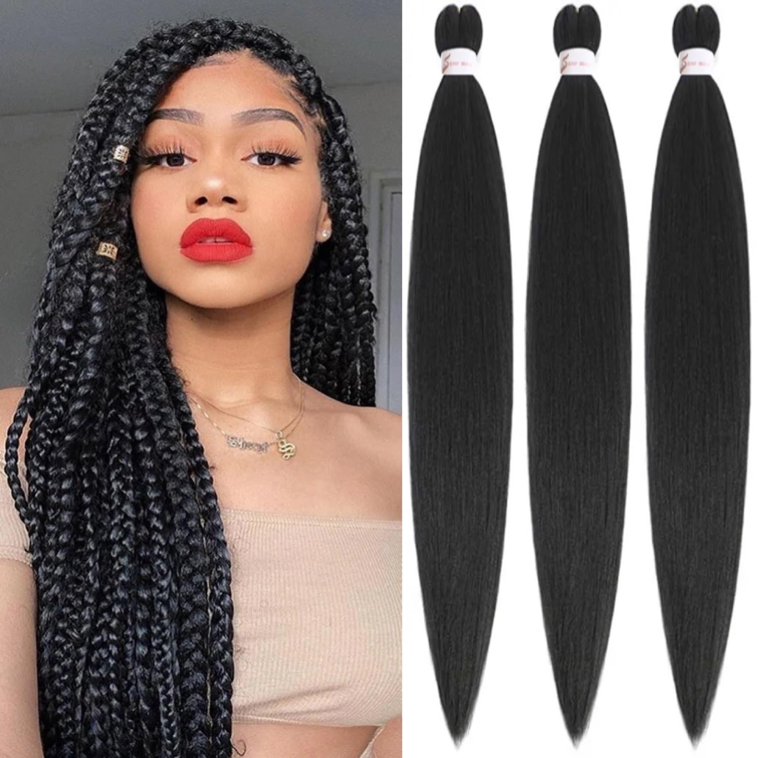 Amazon.com : Lbsiwi Pre Stretched Braiding Hair EZ Braiding Hair Ombre ...