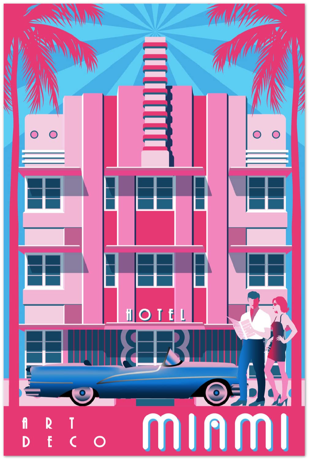 Amazon.com: Art Deco Miami Beach Florida Pink Building United States ...