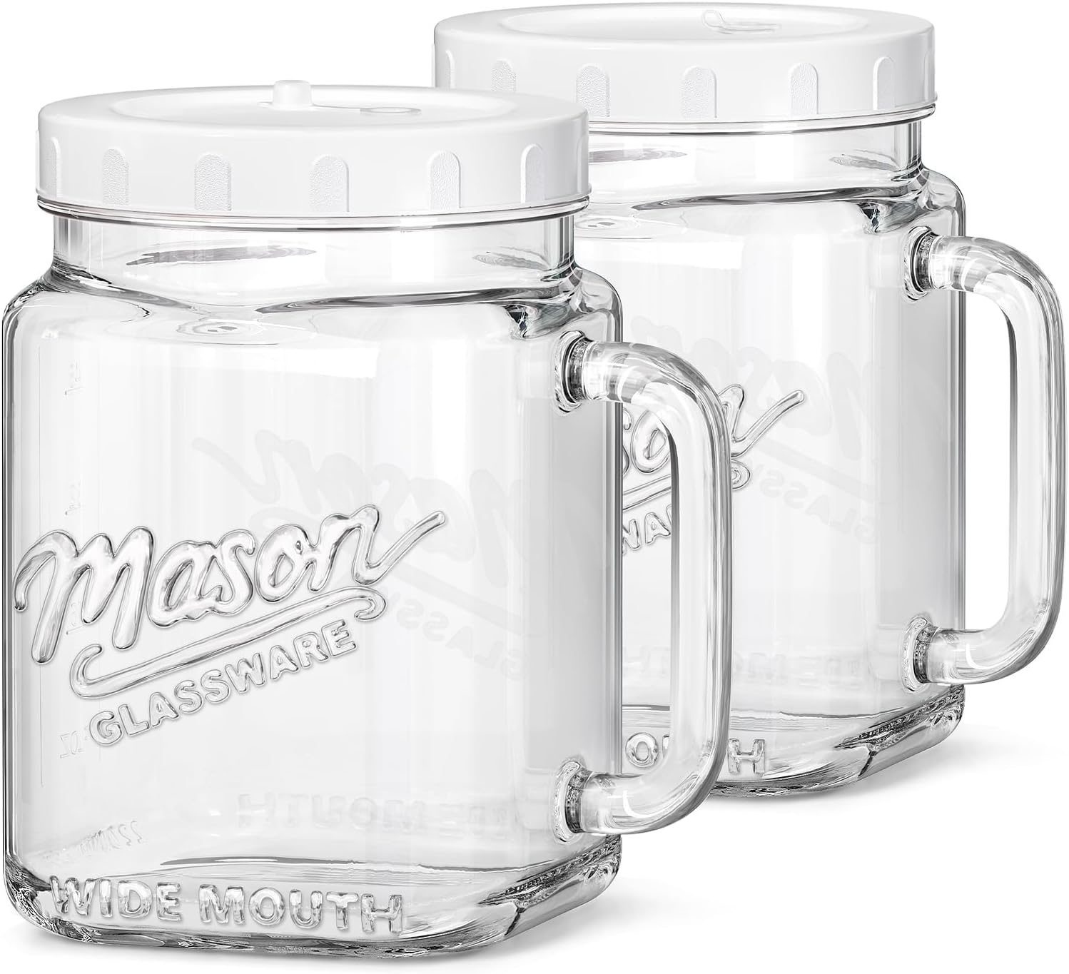 Amazon.com: Sovietiep 2 Pack Glass Wide Mouth Mason Jars, 74 oz Large ...