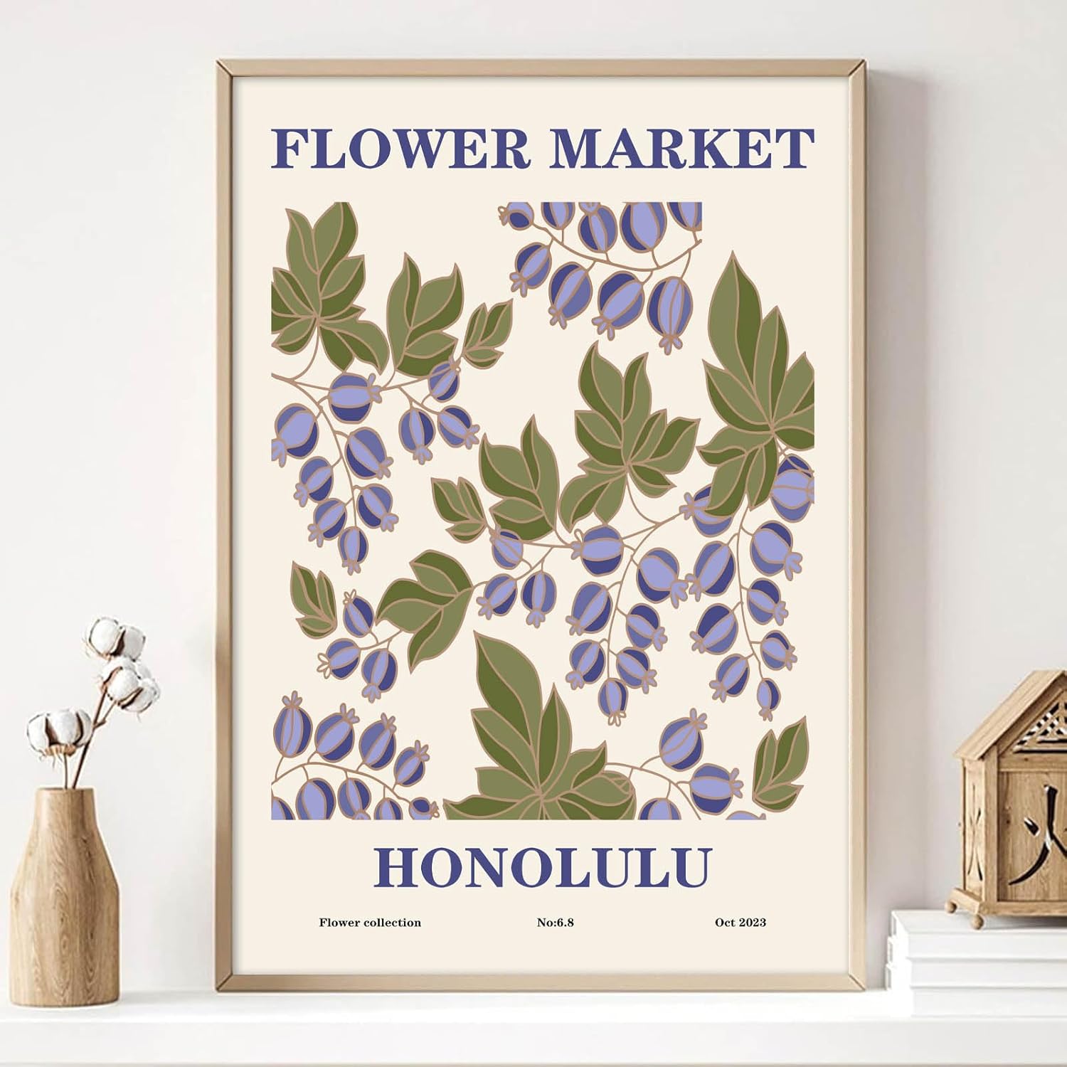Amazon.com: Blue and Purple Flower Wall Art Aesthetic Floral Posters ...